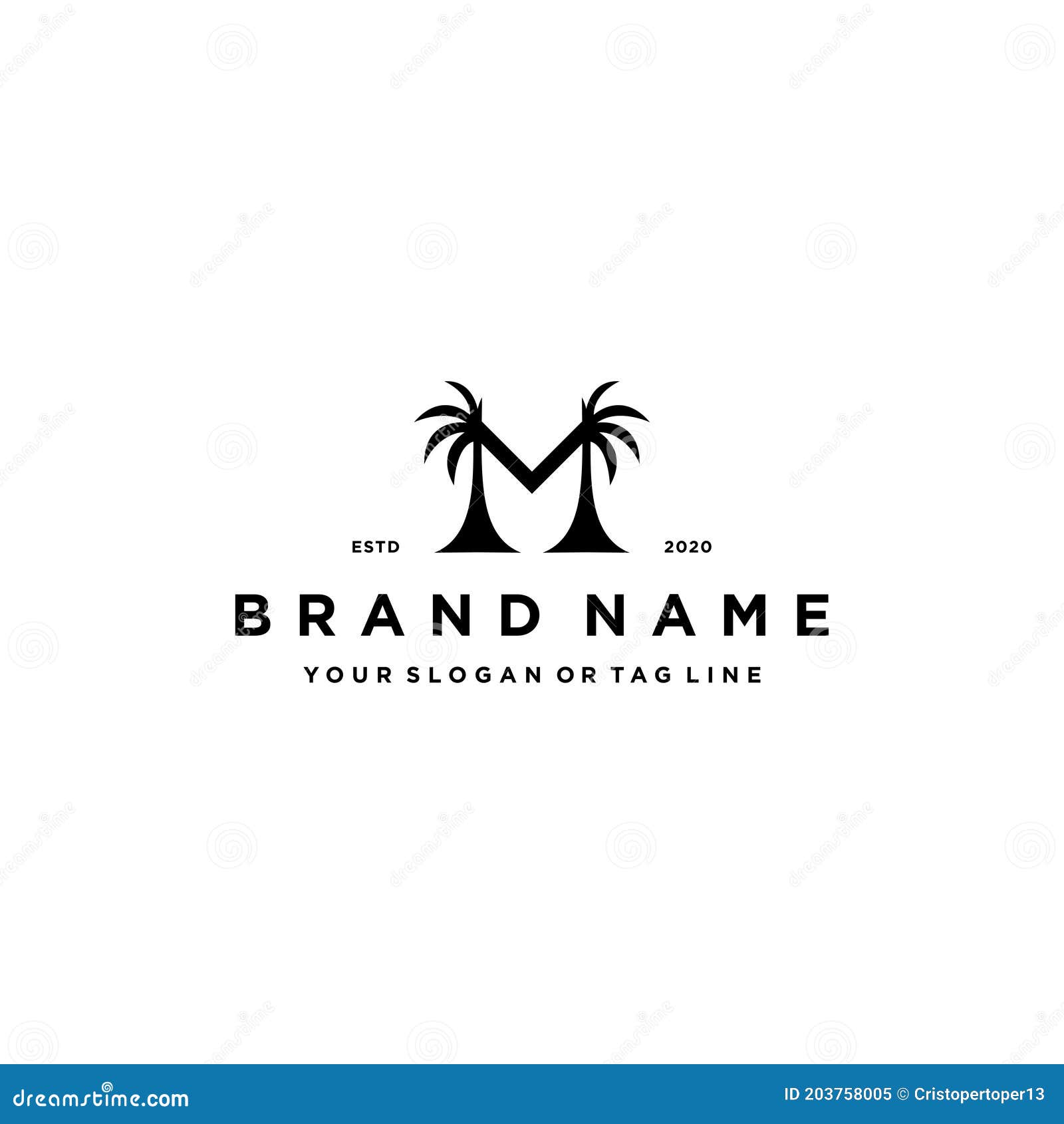 Letter M Palm Logo Design Concept Vector Stock Vector - Illustration of ...