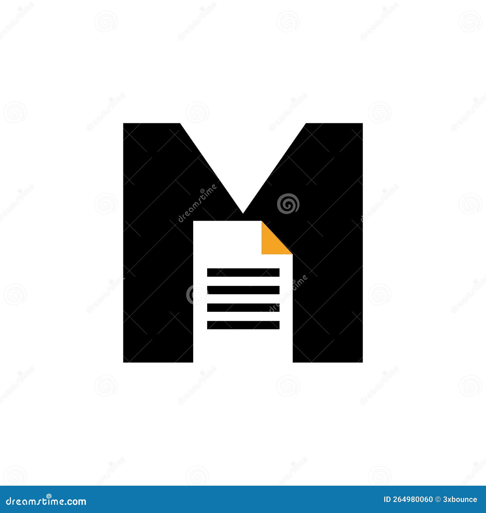 Letter M Paper Document Logo Vector Template Simple Concept Stock ...