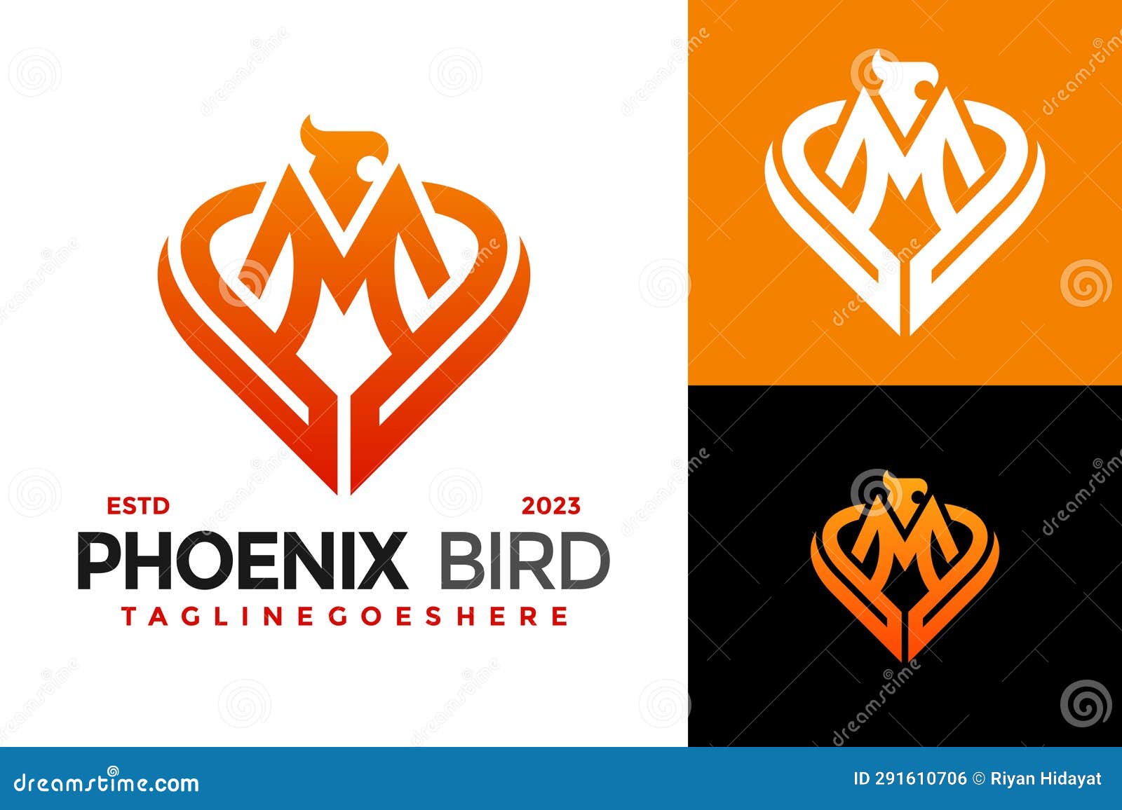 Letter M Phoenix Bird Logo Design Vector Symbol Icon Illustration Stock ...