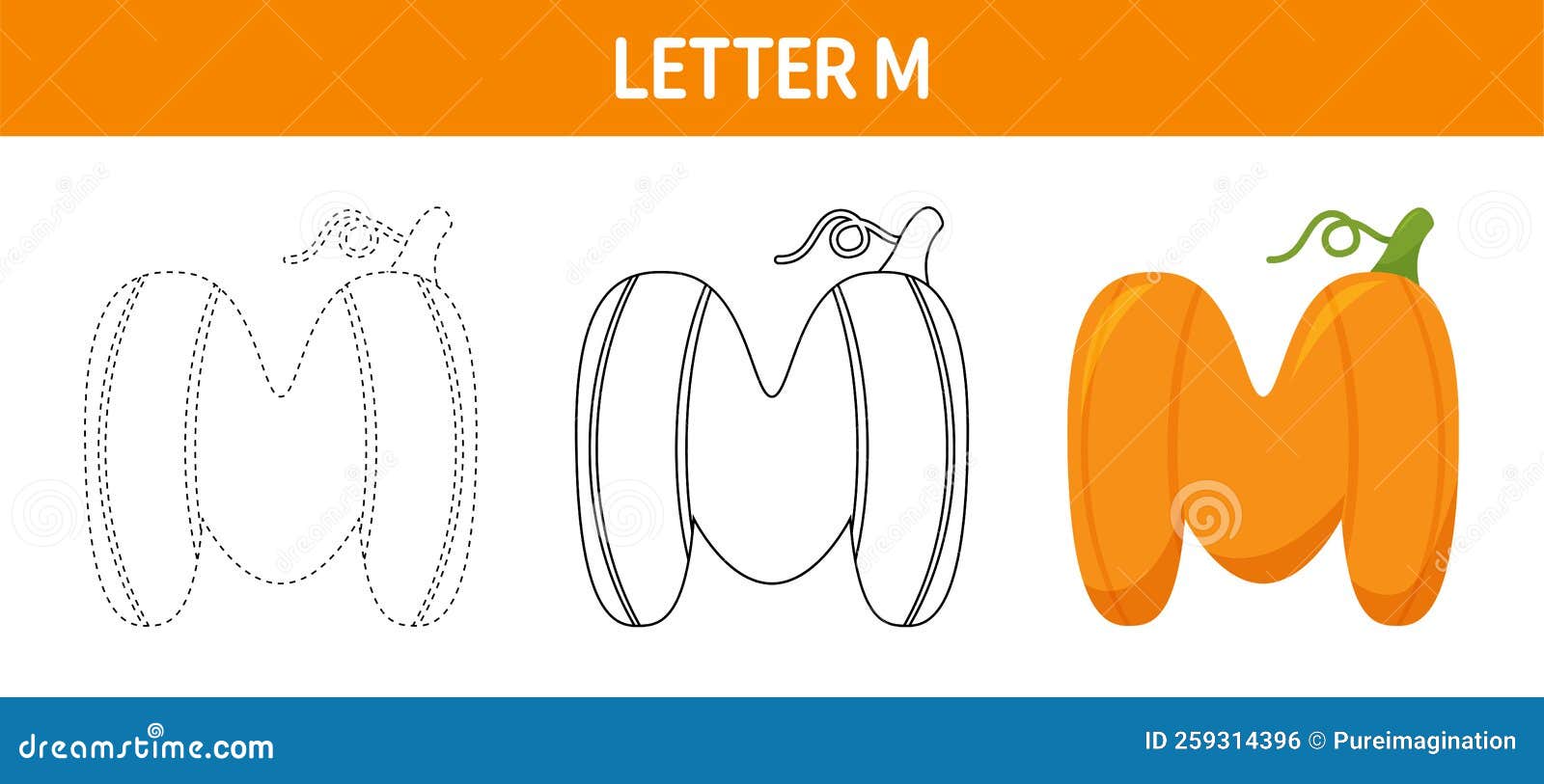 Letter M Pumpkin Tracing and Coloring Worksheet for Kids Stock Vector ... Letter M Pumpkin Tracing and Coloring Worksheet for Kids Stock Vector ...