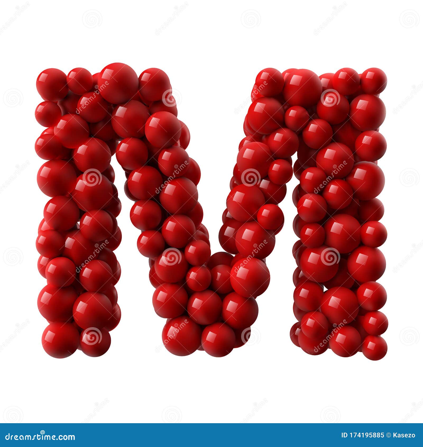 Letter M with Red Colored Shiny Balls. Realistic Vector Illustration ...
