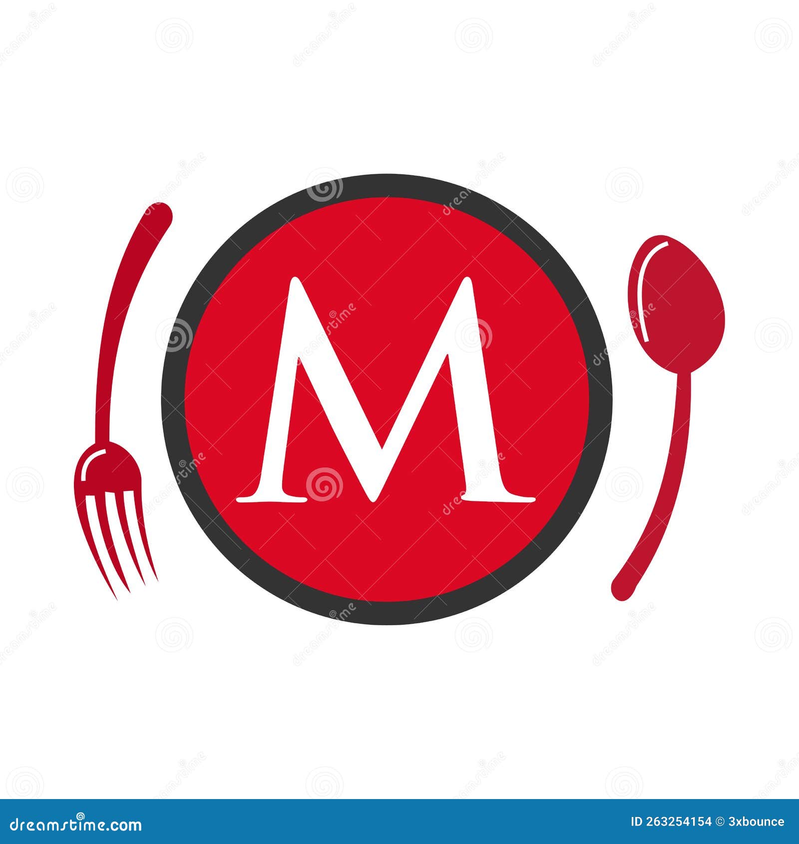 Letter M Restaurant Logo. Restaurant Logotype on Letter M Spoon and ...