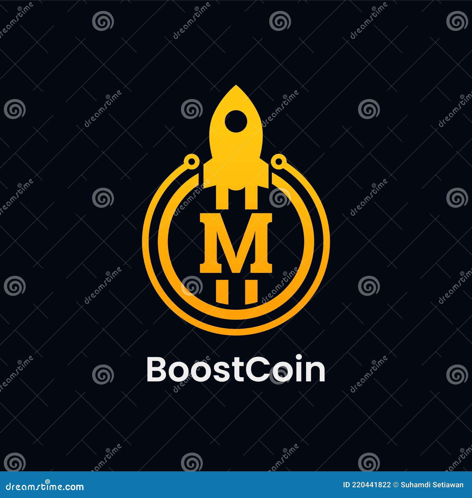 Letter M Rocket Boost Coin Logo Design Stock Vector - Illustration of ...
