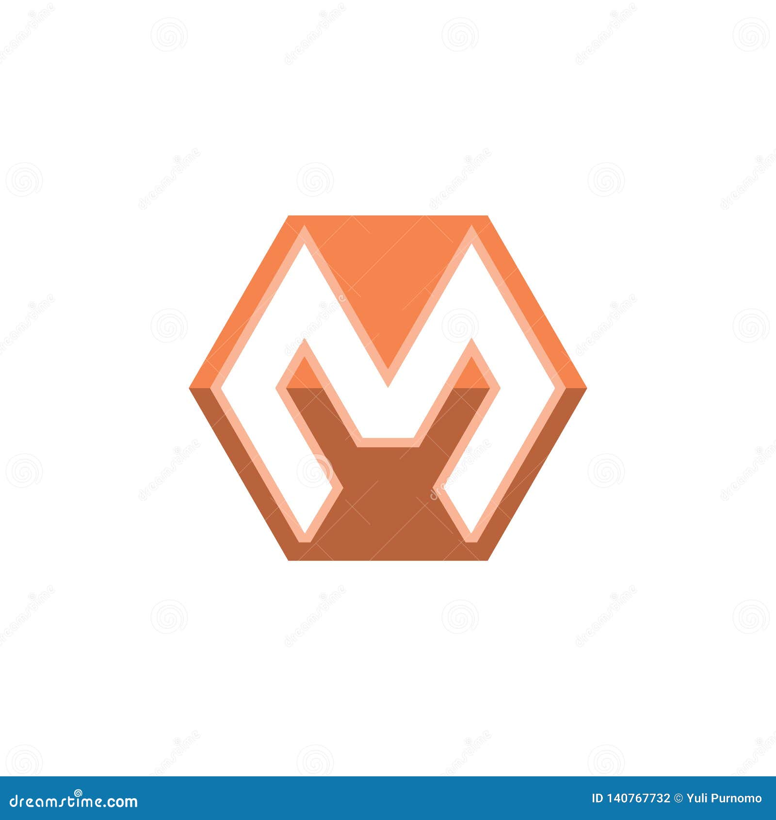 Letter M Shape Hexagon Vector Logo White Background Stock Illustration ...