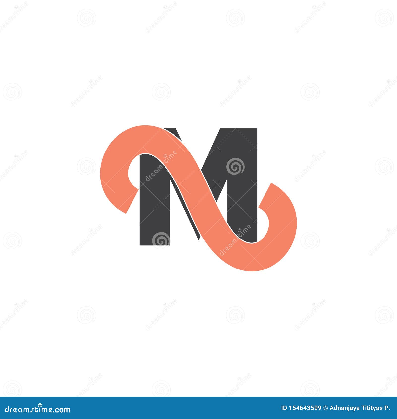 Letter M Simple Curves Ribbon Logo Vector Stock Vector - Illustration ...