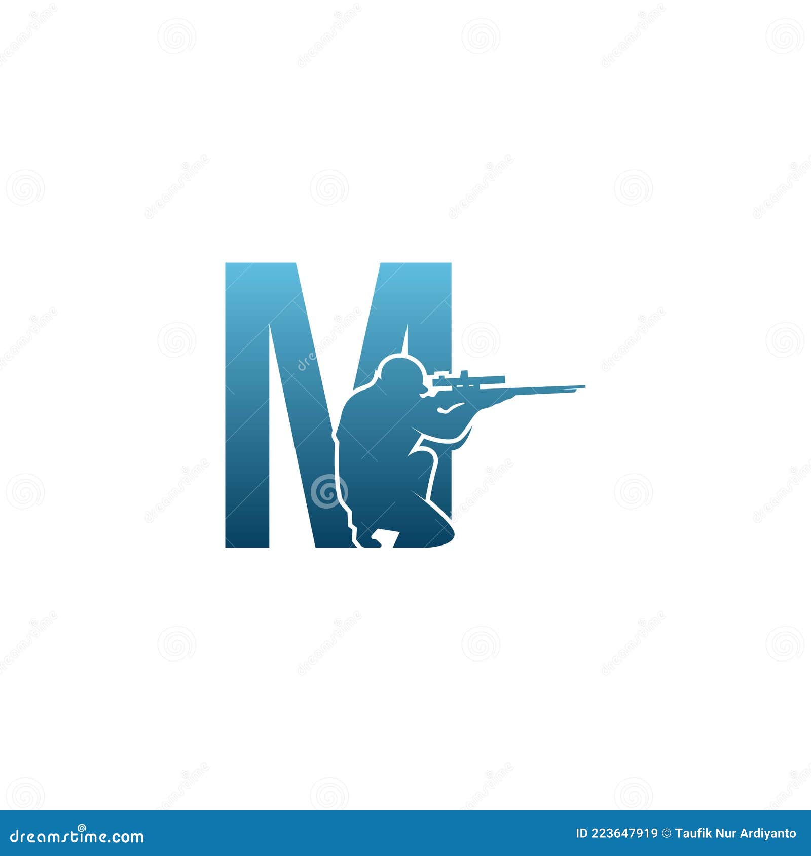 Letter M with Sniper Icon Logo Design Concept Template Stock Vector ...