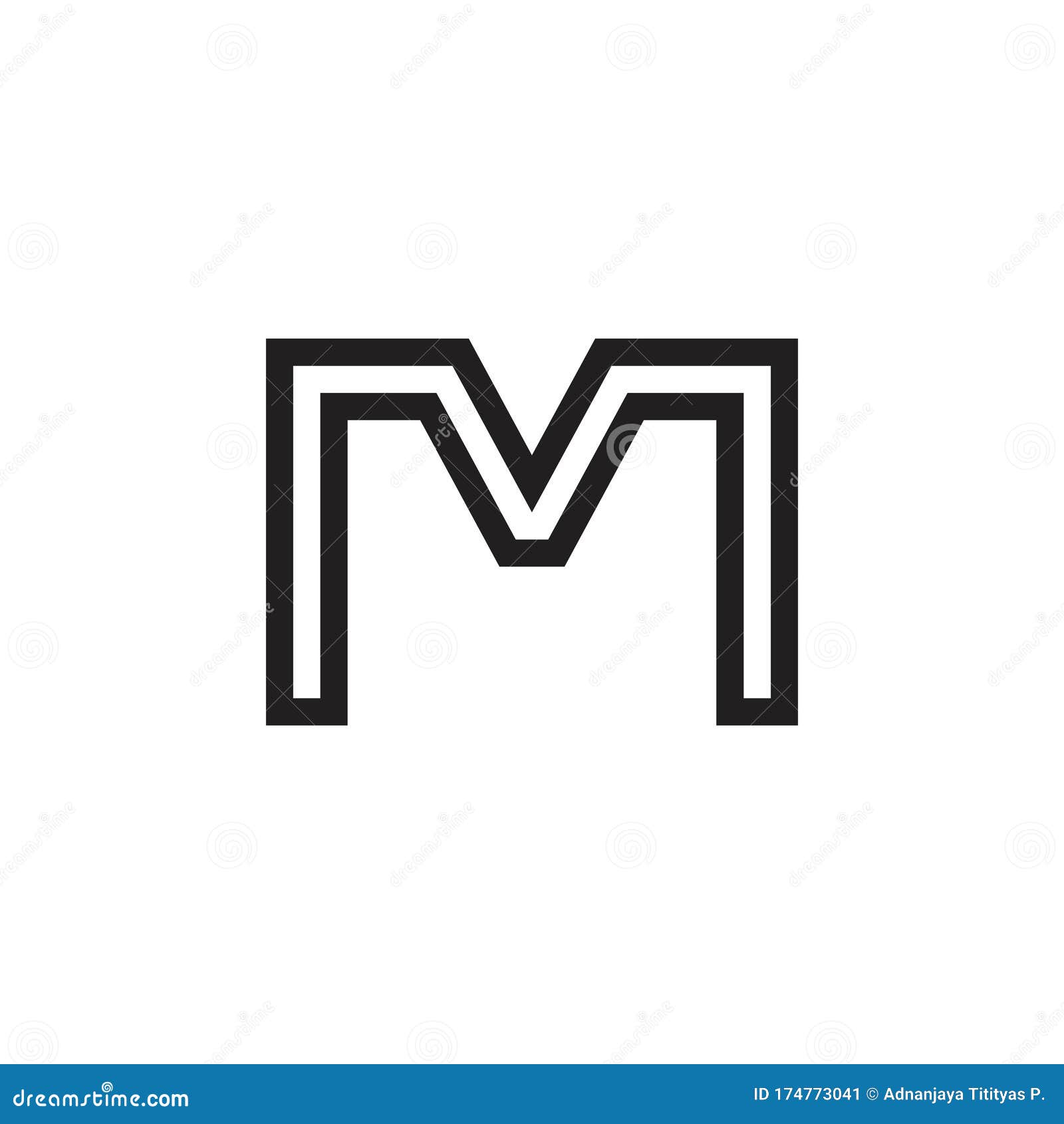 Letter M Stripes Thin Line Geometric Logo Vector Stock Vector ...