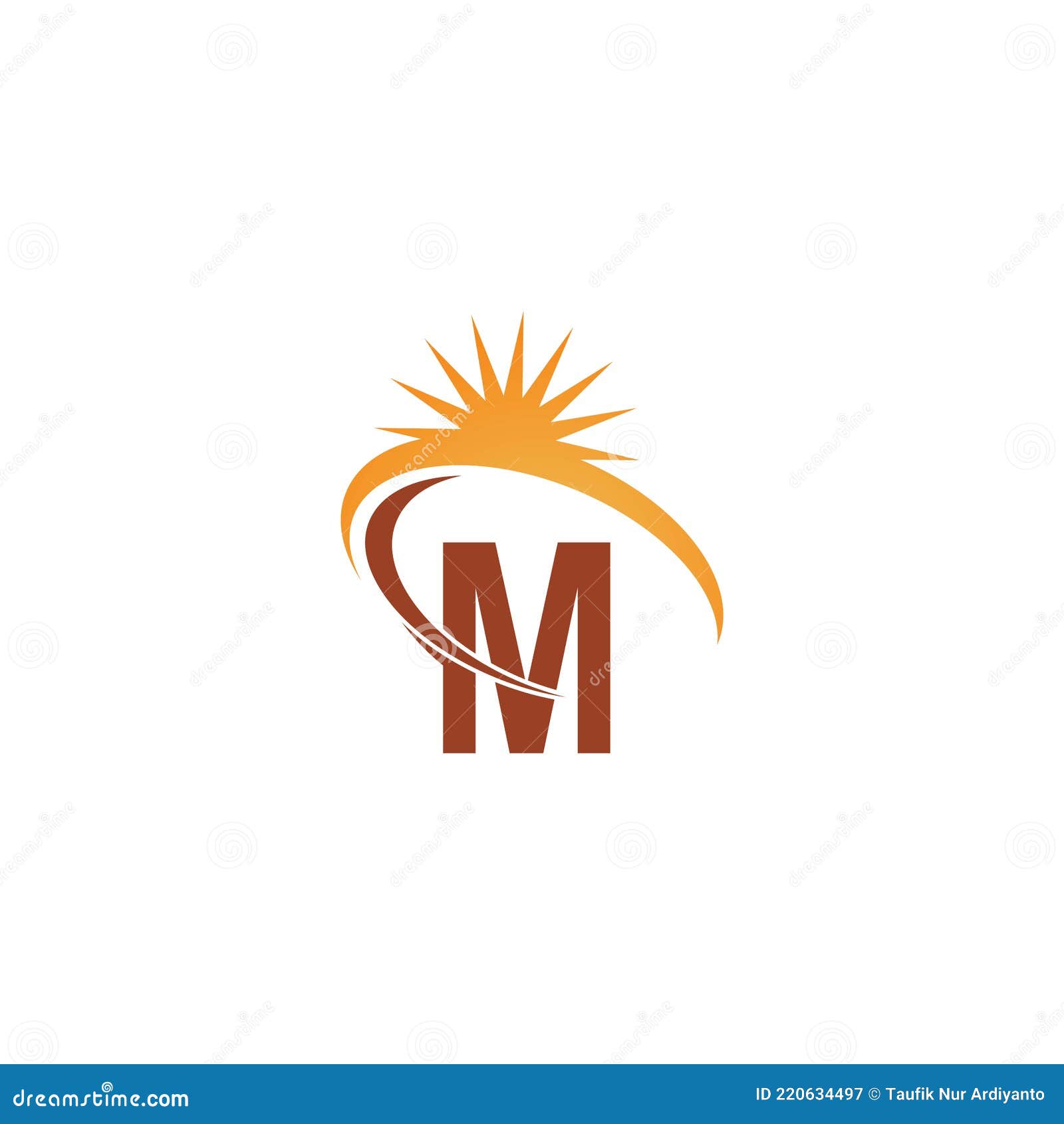 Letter M with Sun Ray Icon Logo Design Template Illustration Stock ...