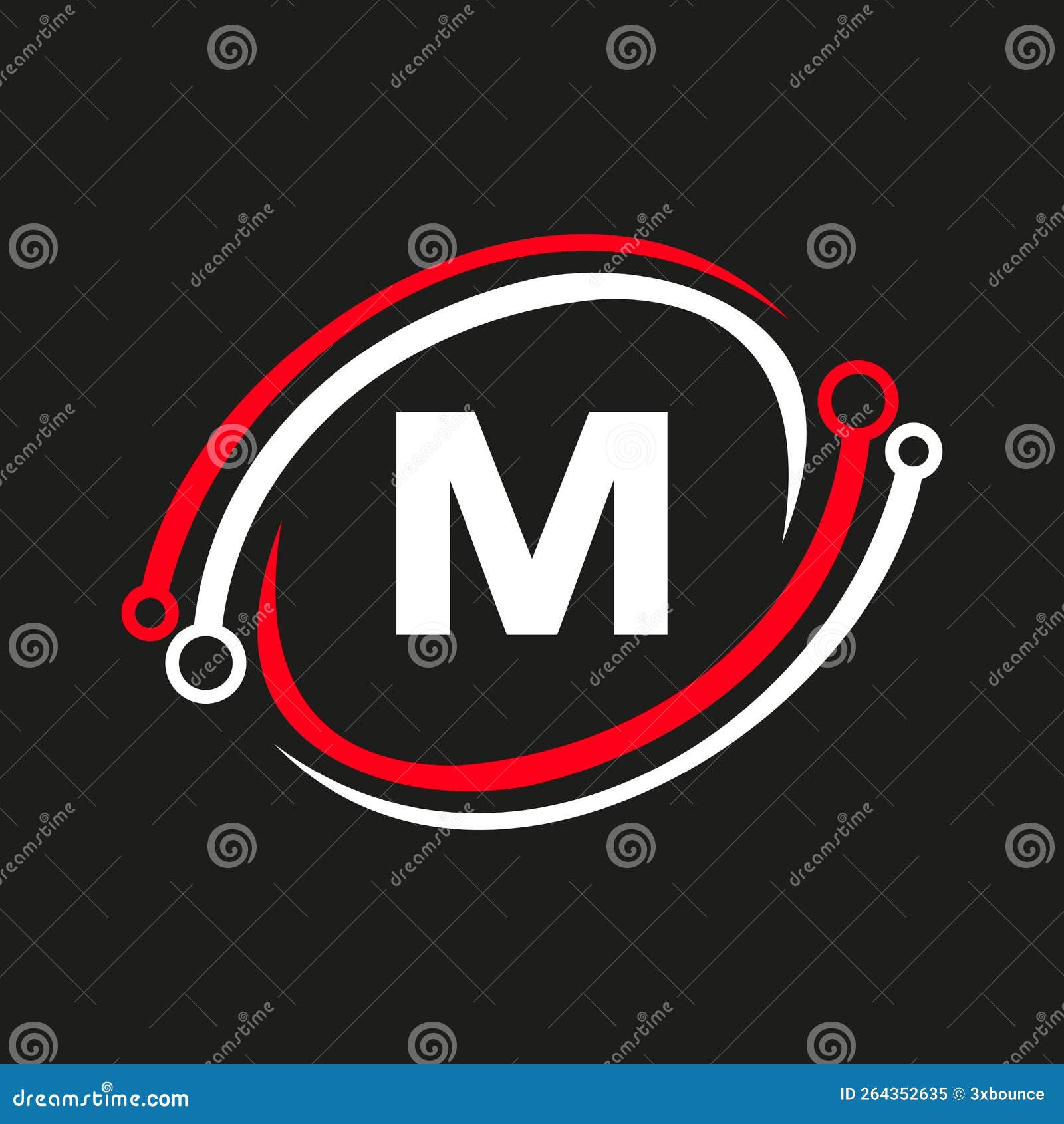 Letter M Technology Logo Combine with Technology Cable Vector Template ...