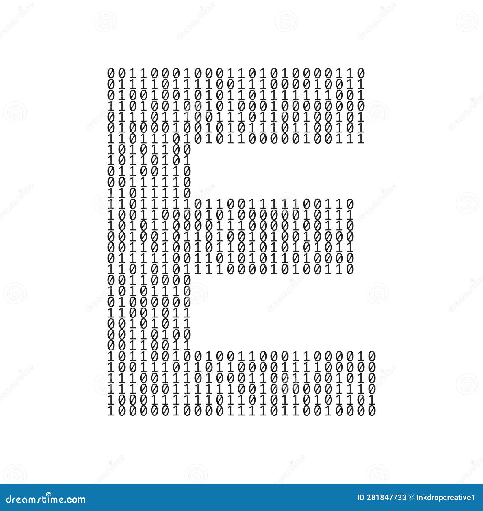 Letter E Made from Binary Code Digits. Technology Background Stock ...