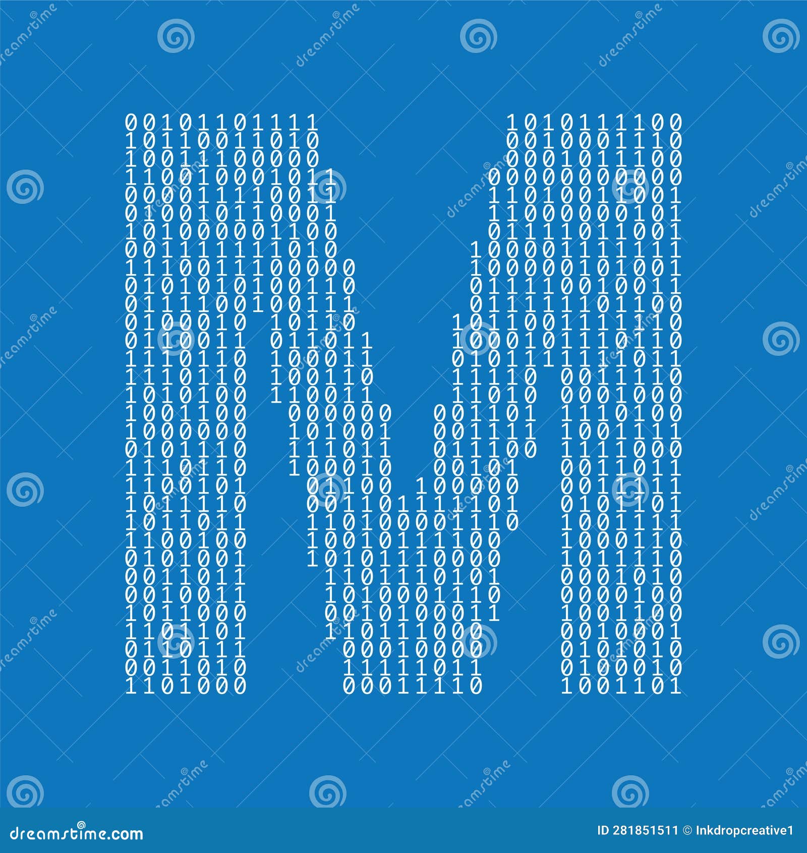 Letter M Made from Binary Code Digits. Technology Background Stock ...