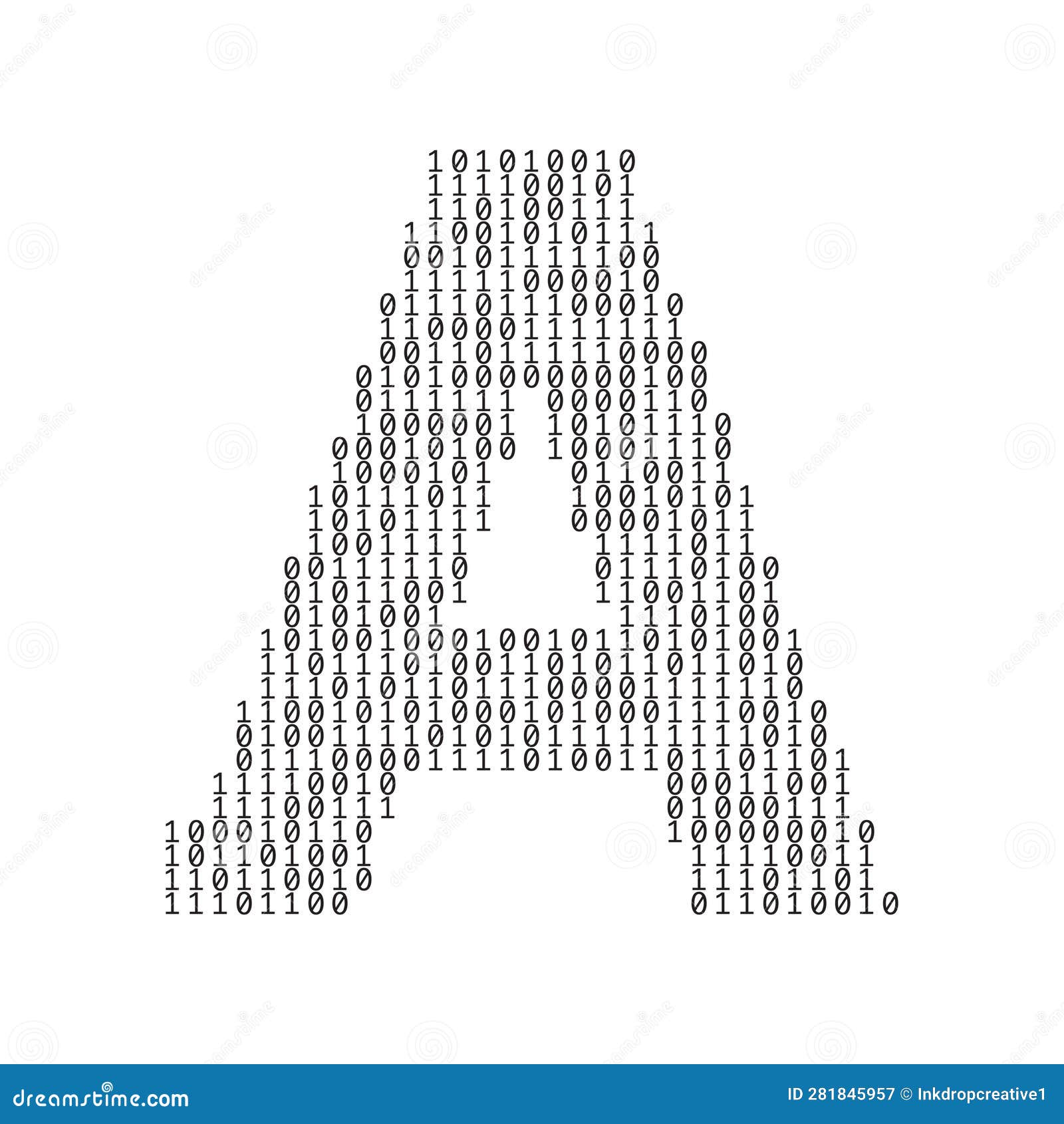 Letter a Made from Binary Code Digits. Technology Background Stock ...