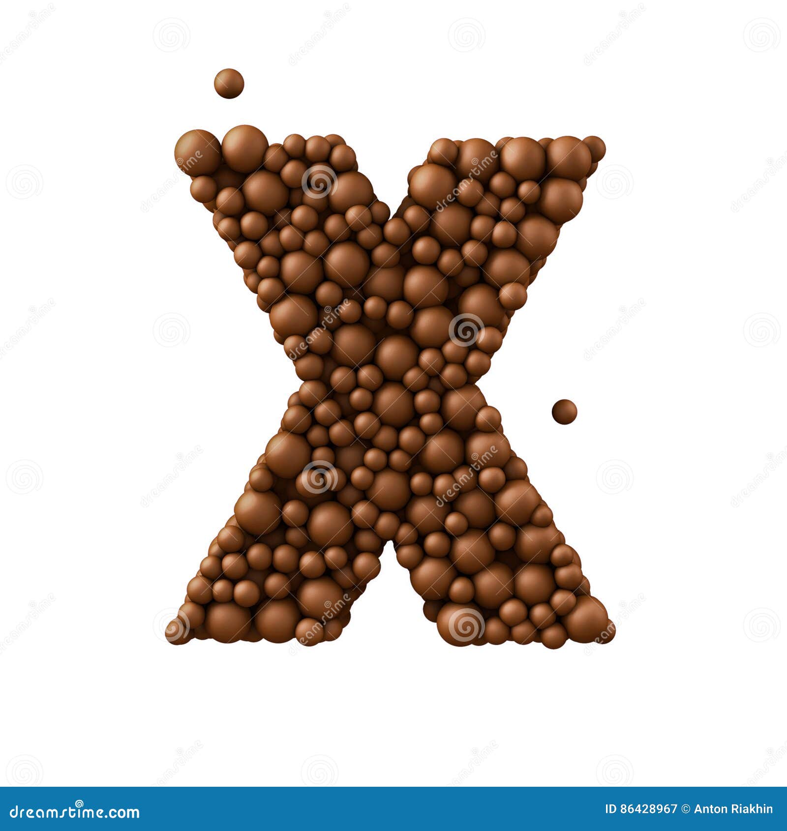 Letter X Made of Chocolate Bubbles, Milk Chocolate Concept, 3d ...