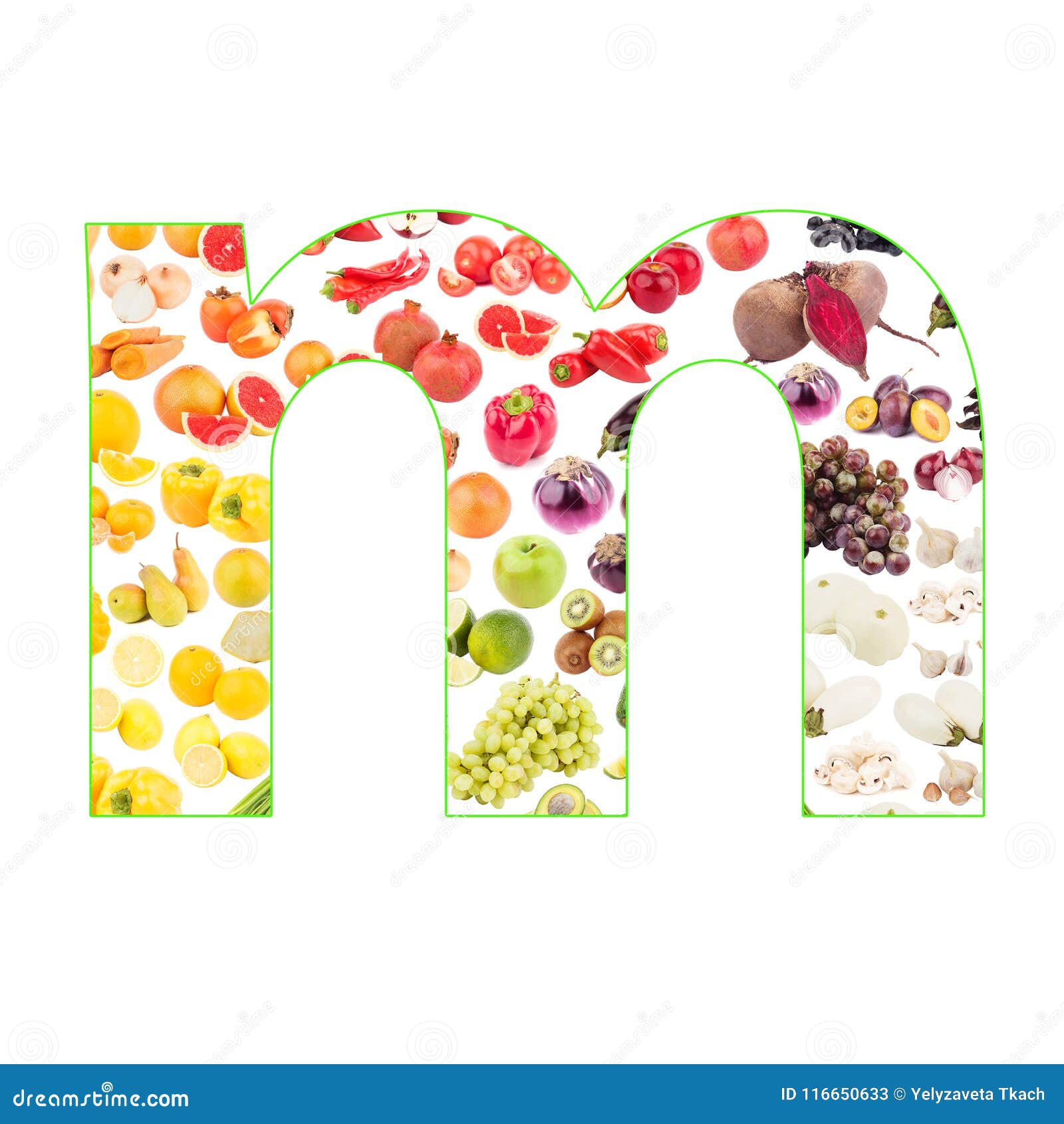 Letter Made from Fruits and Vegetables, Isolated Stock Image - Image of ...