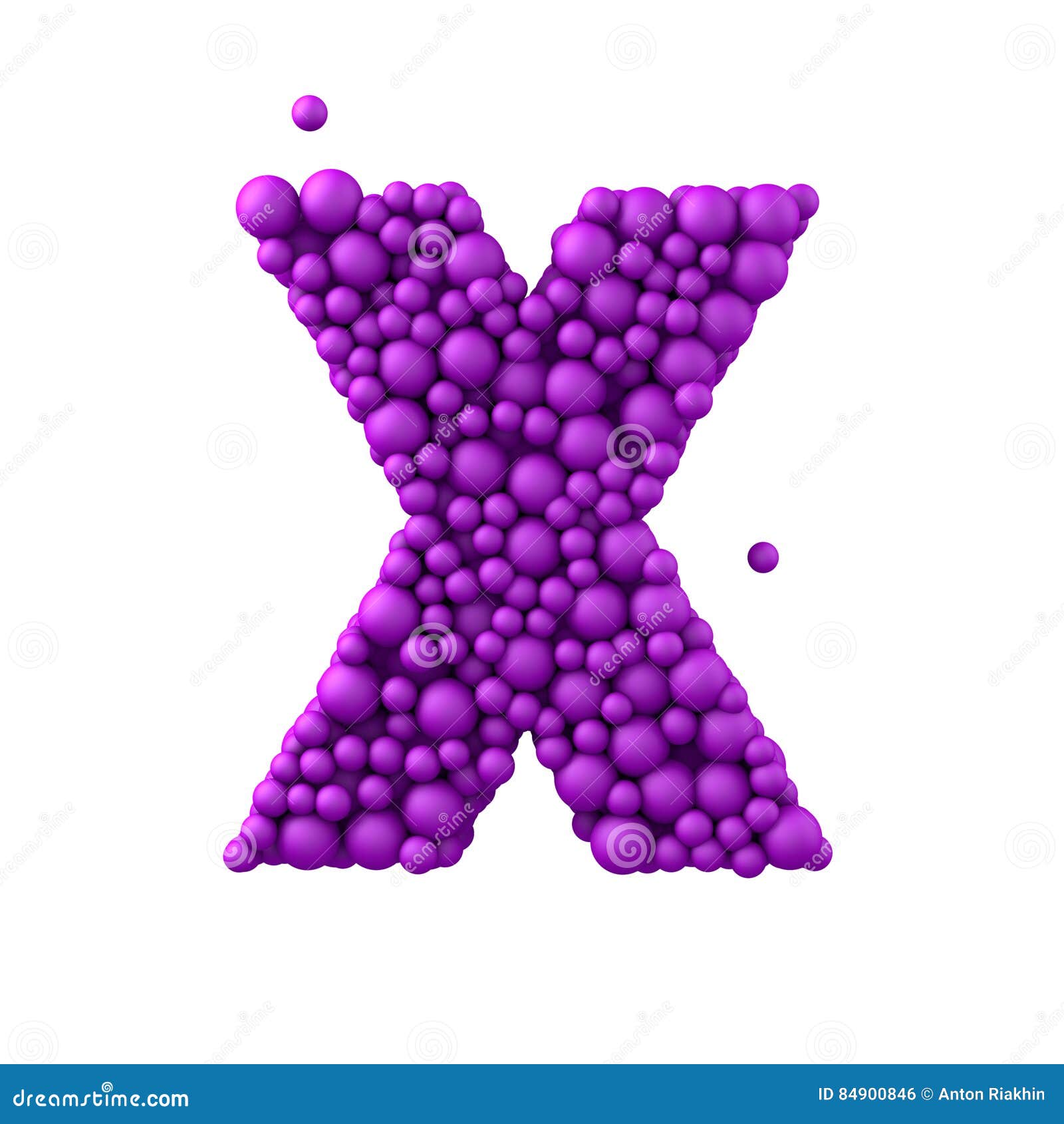 Letter X Made of Plastic Beads, Purple Bubbles, Isolated on White, 3d ...