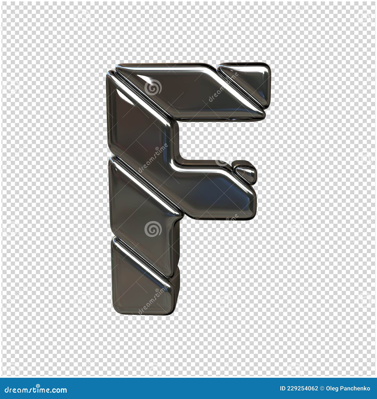 Letter Made from Silver Bars on a Transparent Background. 3d Symbol F ...