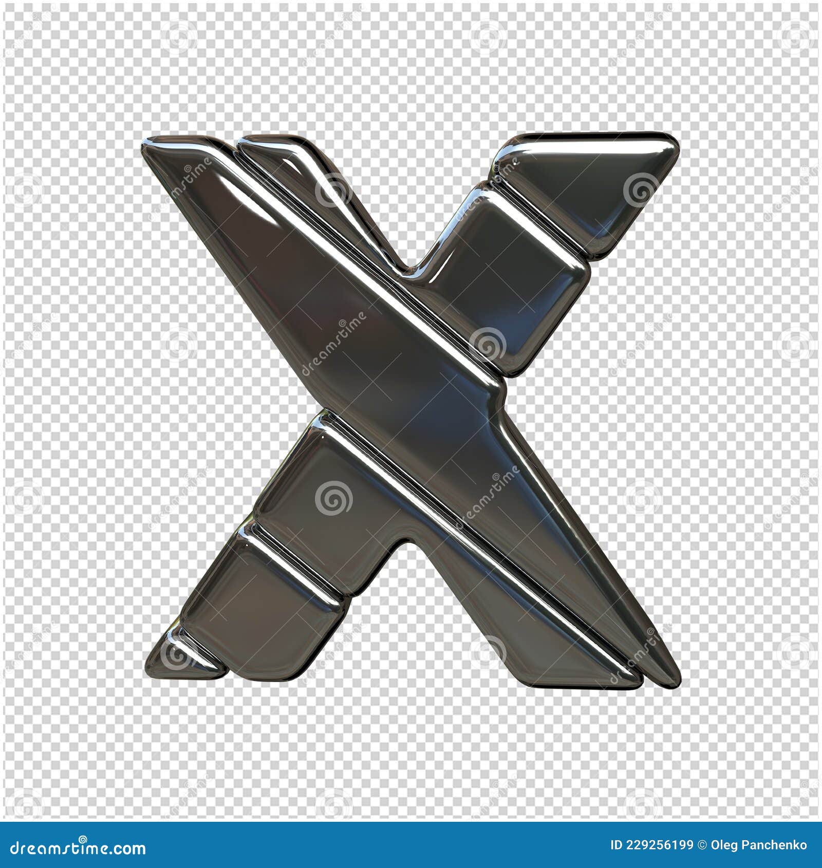 Letter Made from Silver Bars on a Transparent Background. 3d Symbol X ...