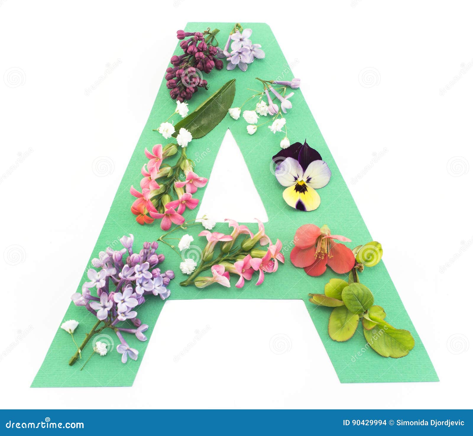 Letter a Made of Spring Flowers and Paper Stock Photo - Image of spring ...