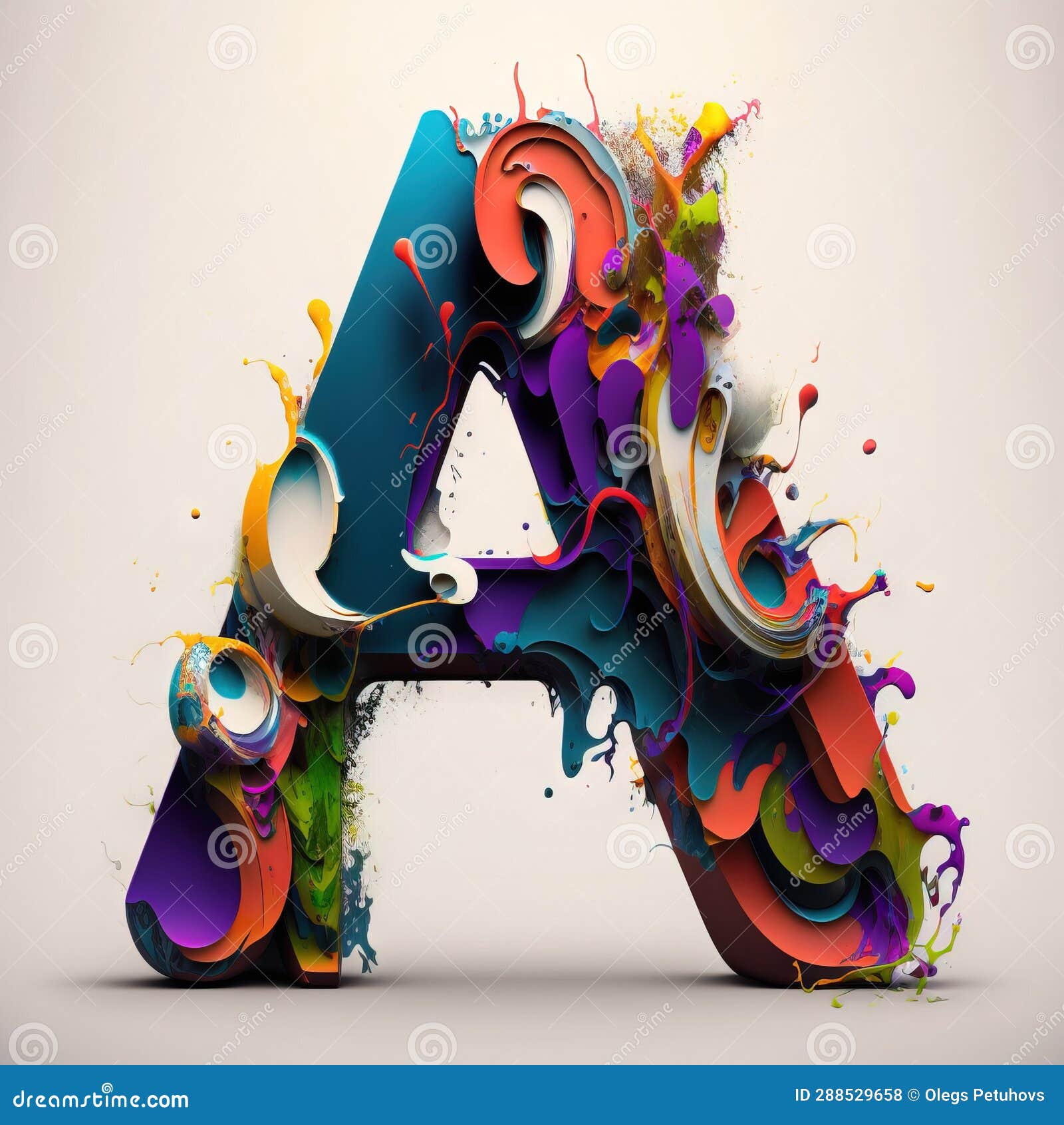 The Letter a is Made Up of Multicolored Paint Splattered on the Letter ...
