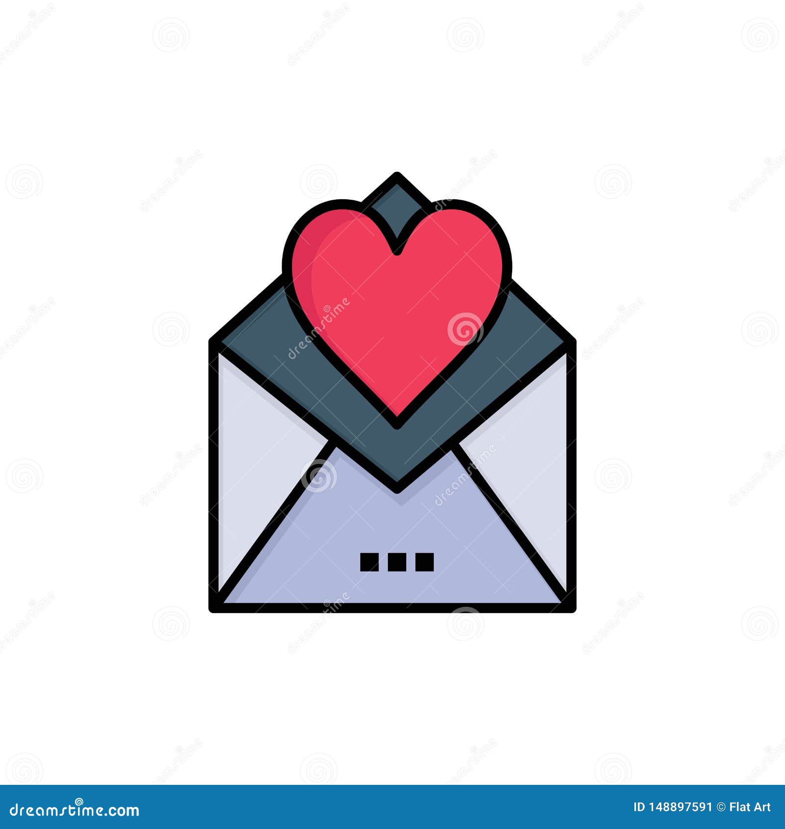 Letter, Mail, Card, Love Letter, Love Flat Color Icon. Vector Icon ...