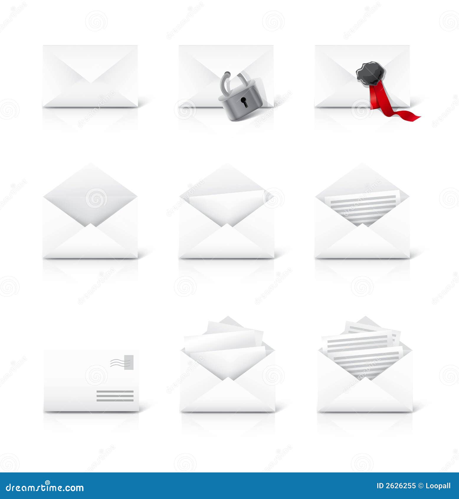 Letter mail icons set stock illustration. Illustration of send - 2626255