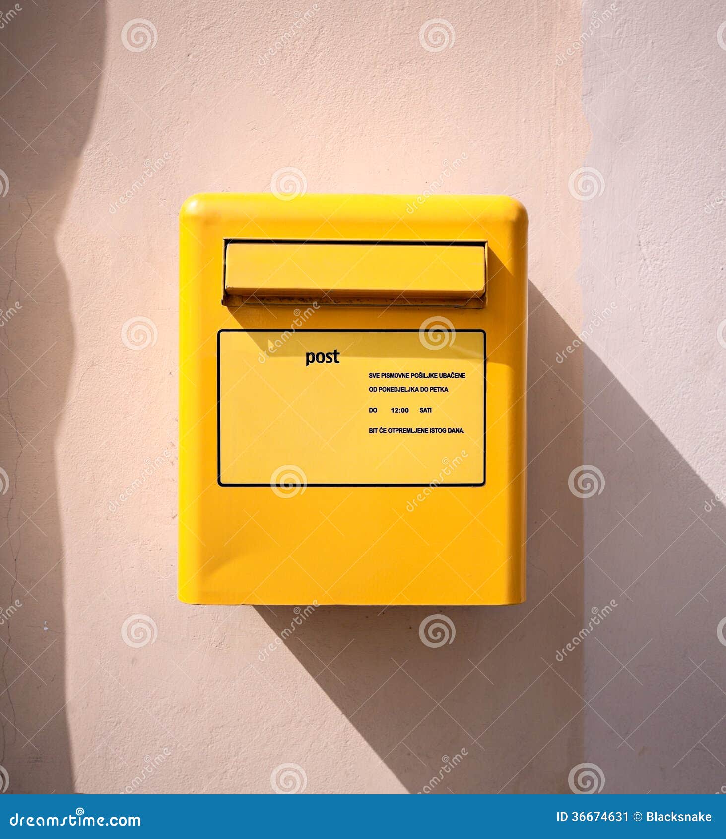 Letter Mail Post Yellow Box at Wall Stock Image - Image of mailbox ...
