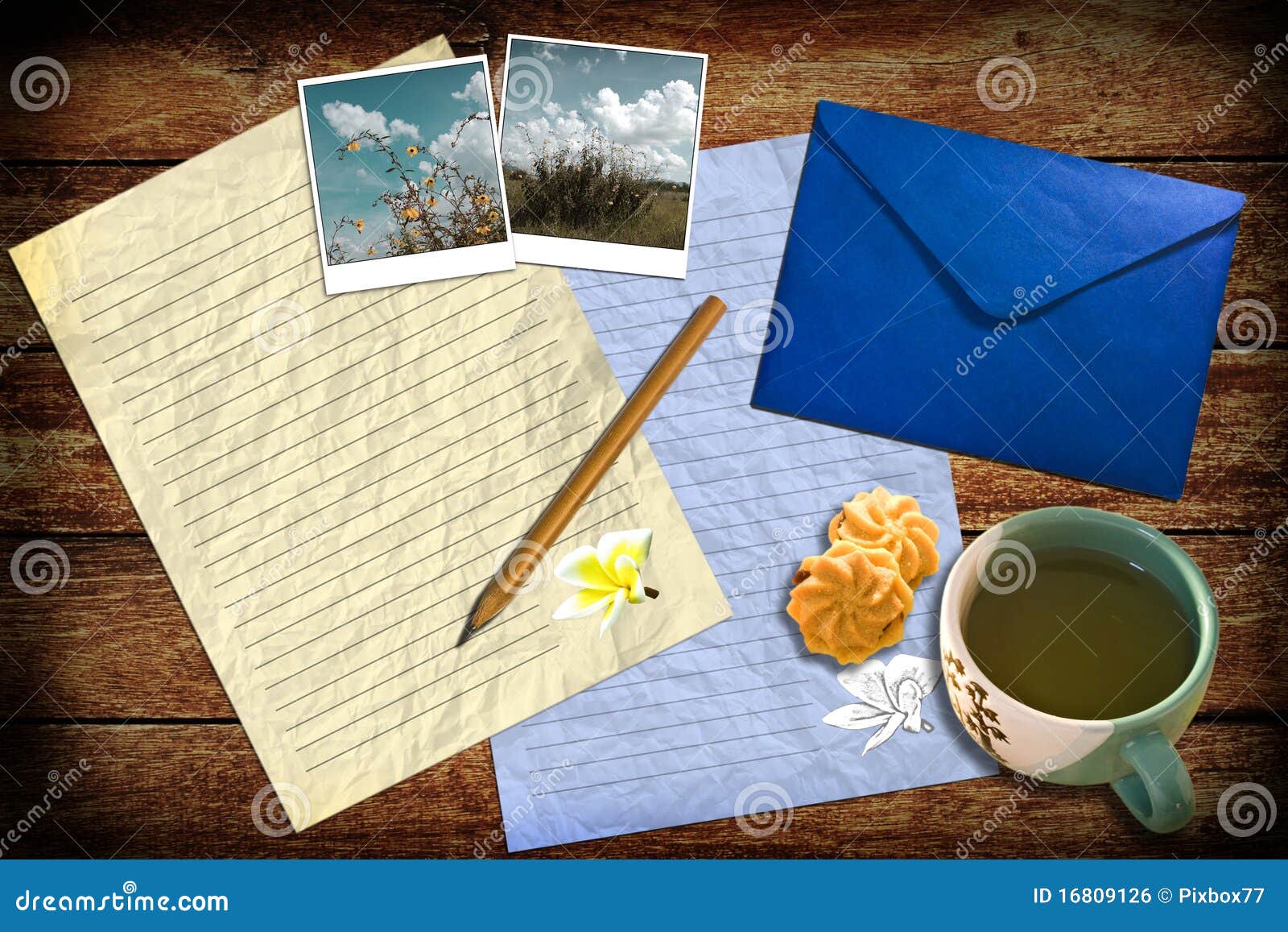 Letter with Mail and Tea on Table Stock Photo - Image of rest, nature ...