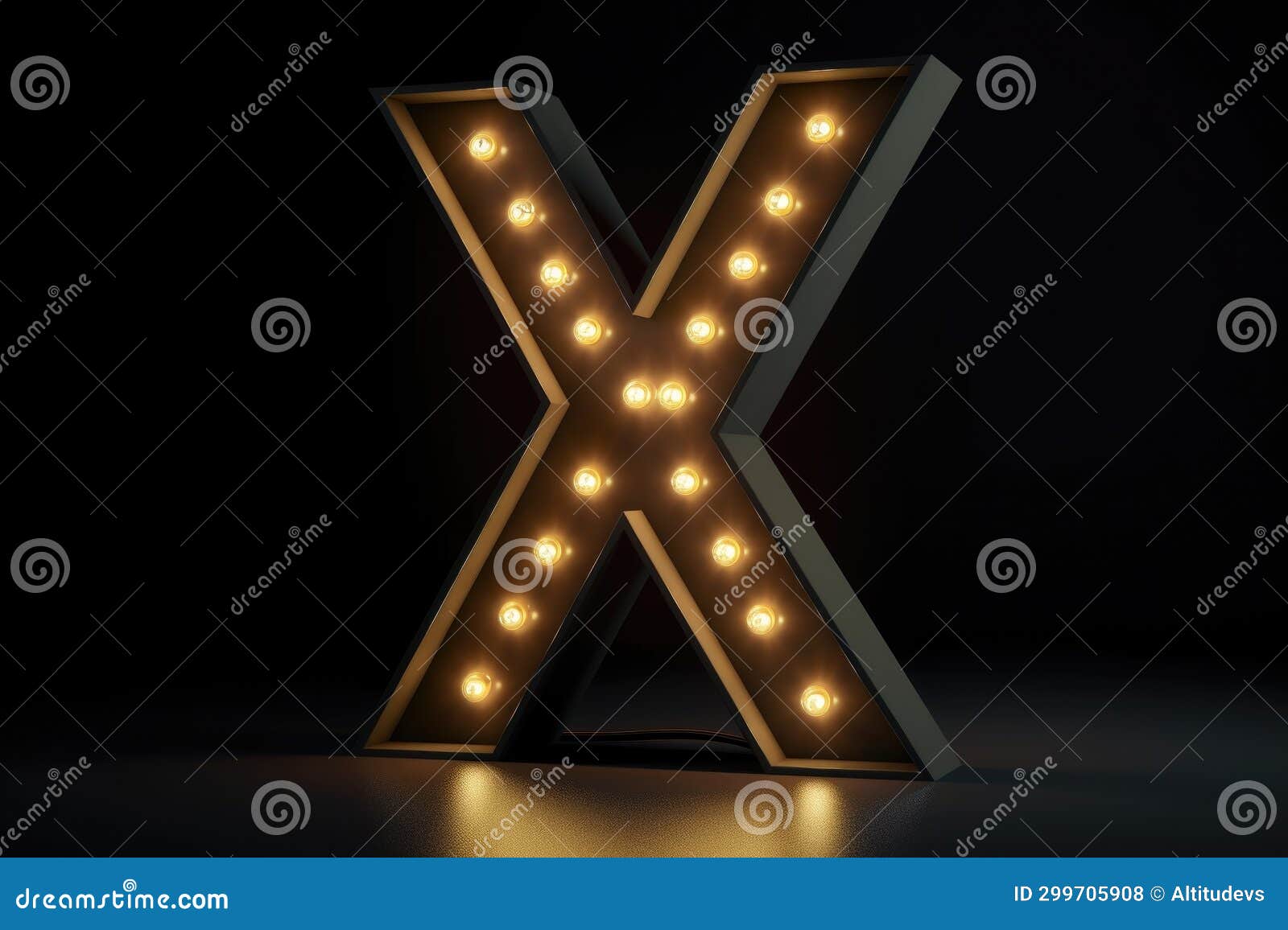 Letter X, Marquee Lights Style, on White Background Stock Photo - Image ...