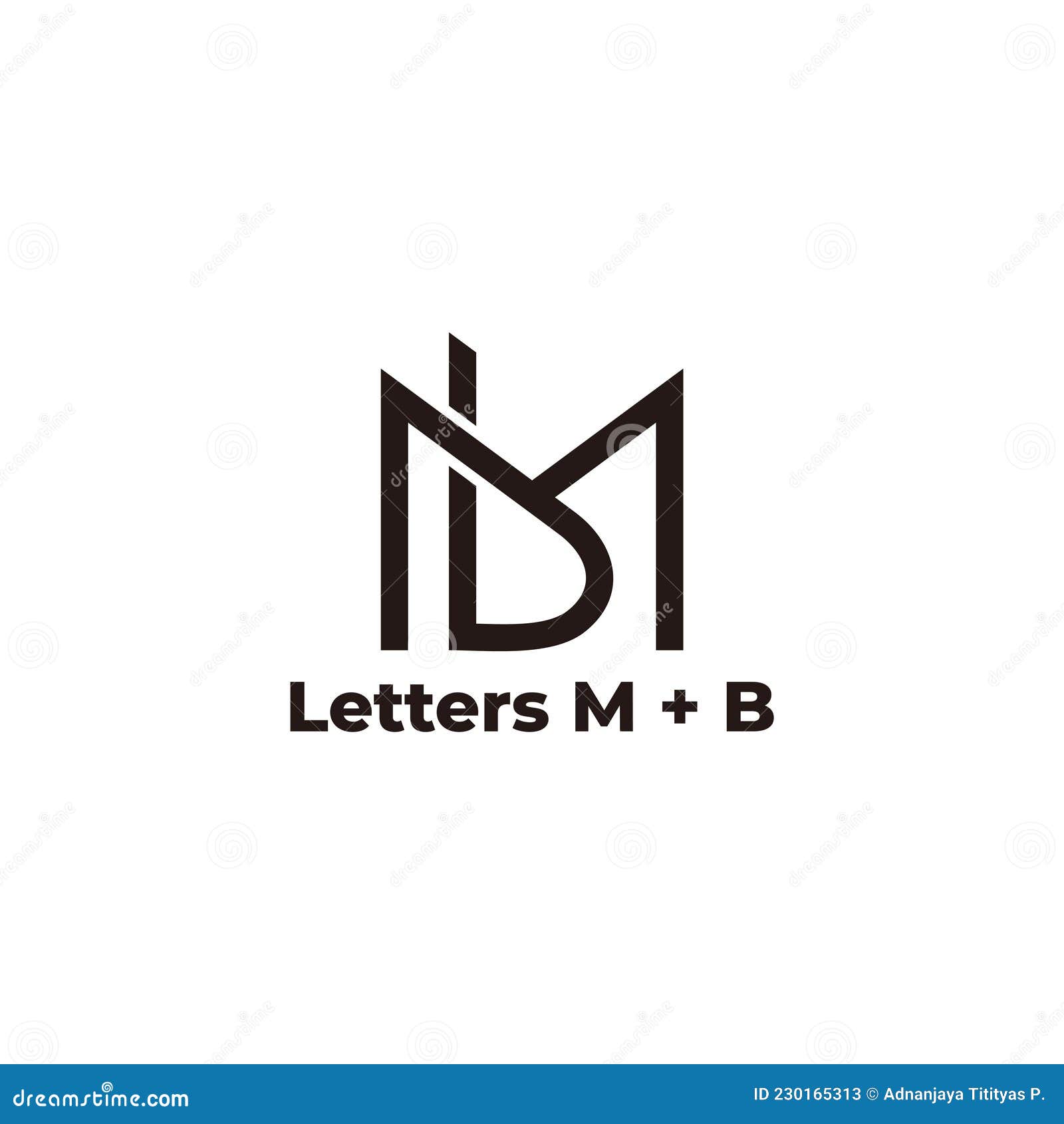 Letter Mb Simple Linked Geometric Line Logo Vector Stock Vector ...