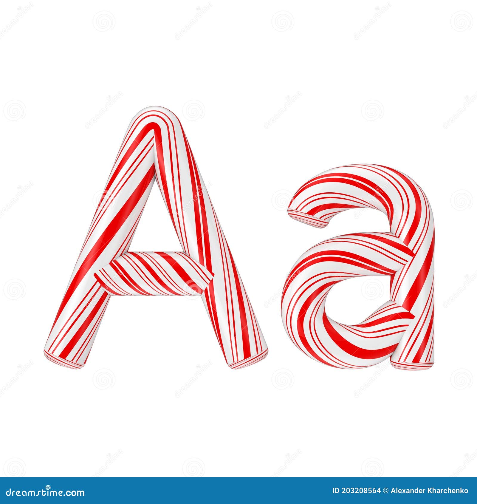 Letter a Mint Candy Cane Alphabet Collection Striped in Red Christmas ...