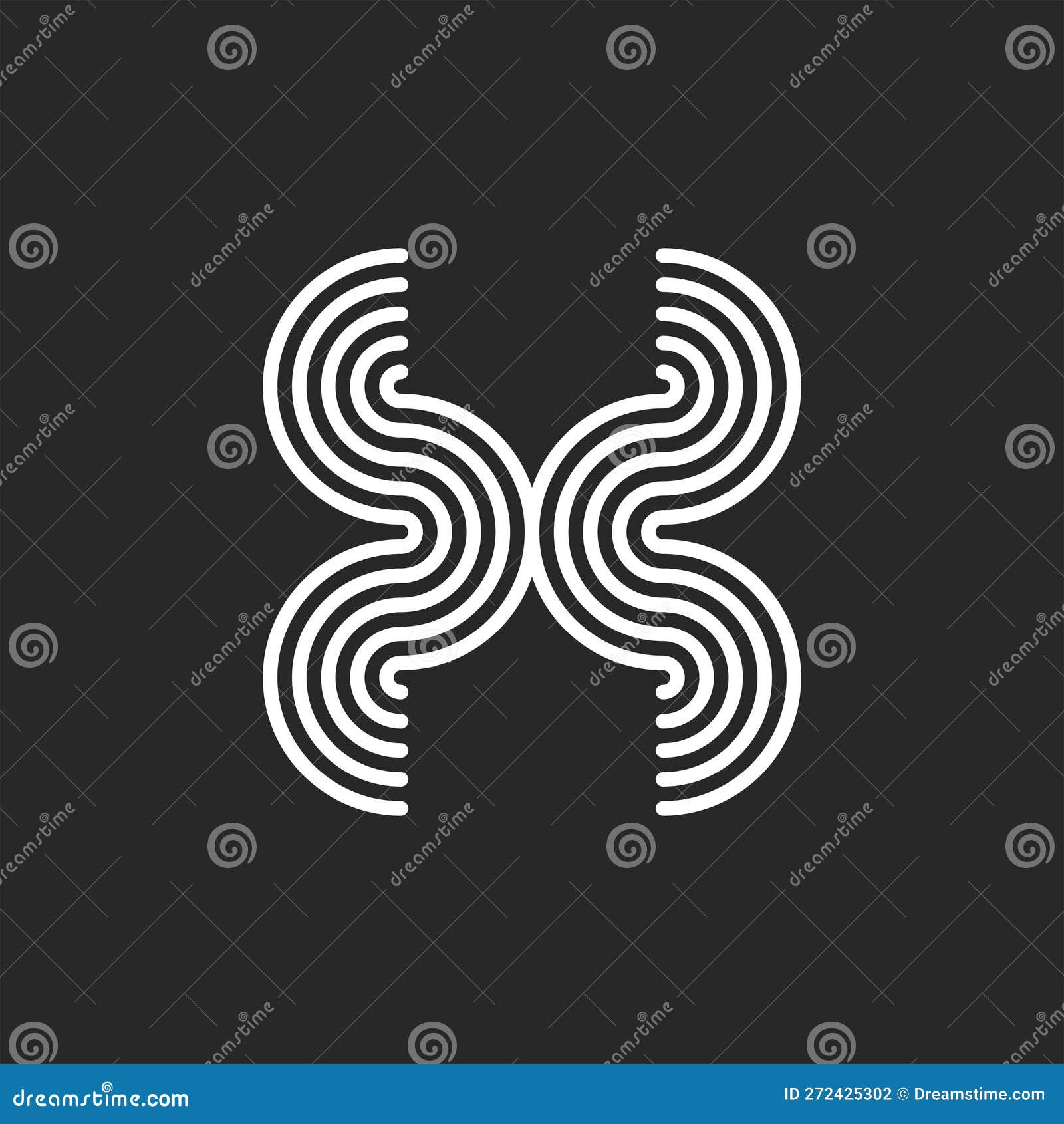 Letter X Monogram Logo Rounded Shape, Parallel Lines Creative Curves ...
