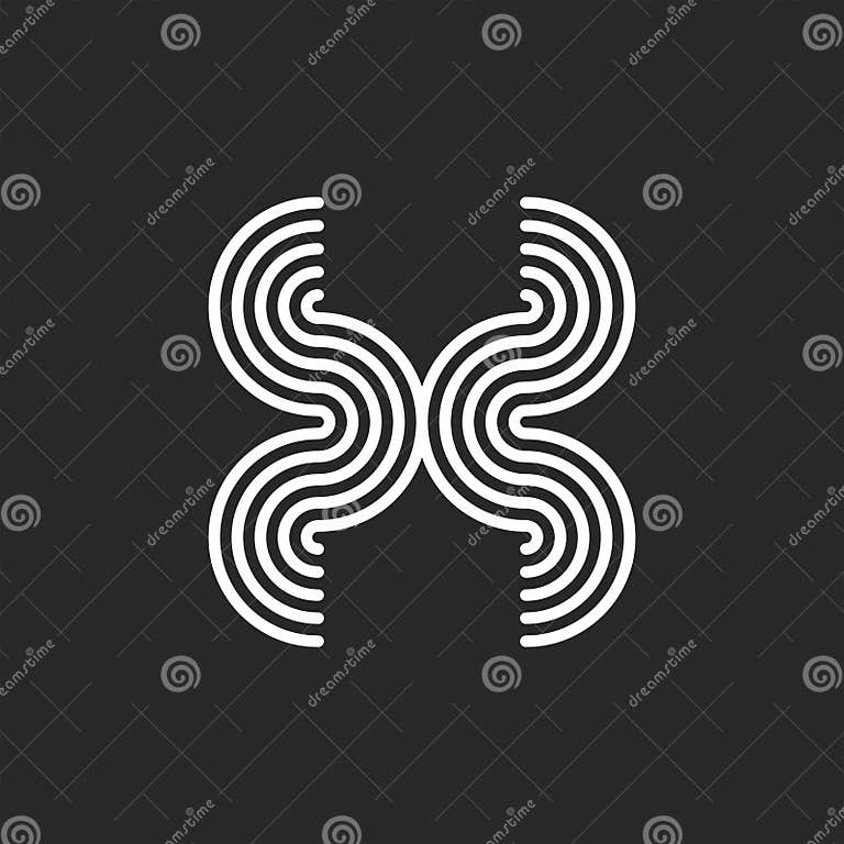 Letter X Monogram Logo Rounded Shape, Parallel Lines Creative Curves ...