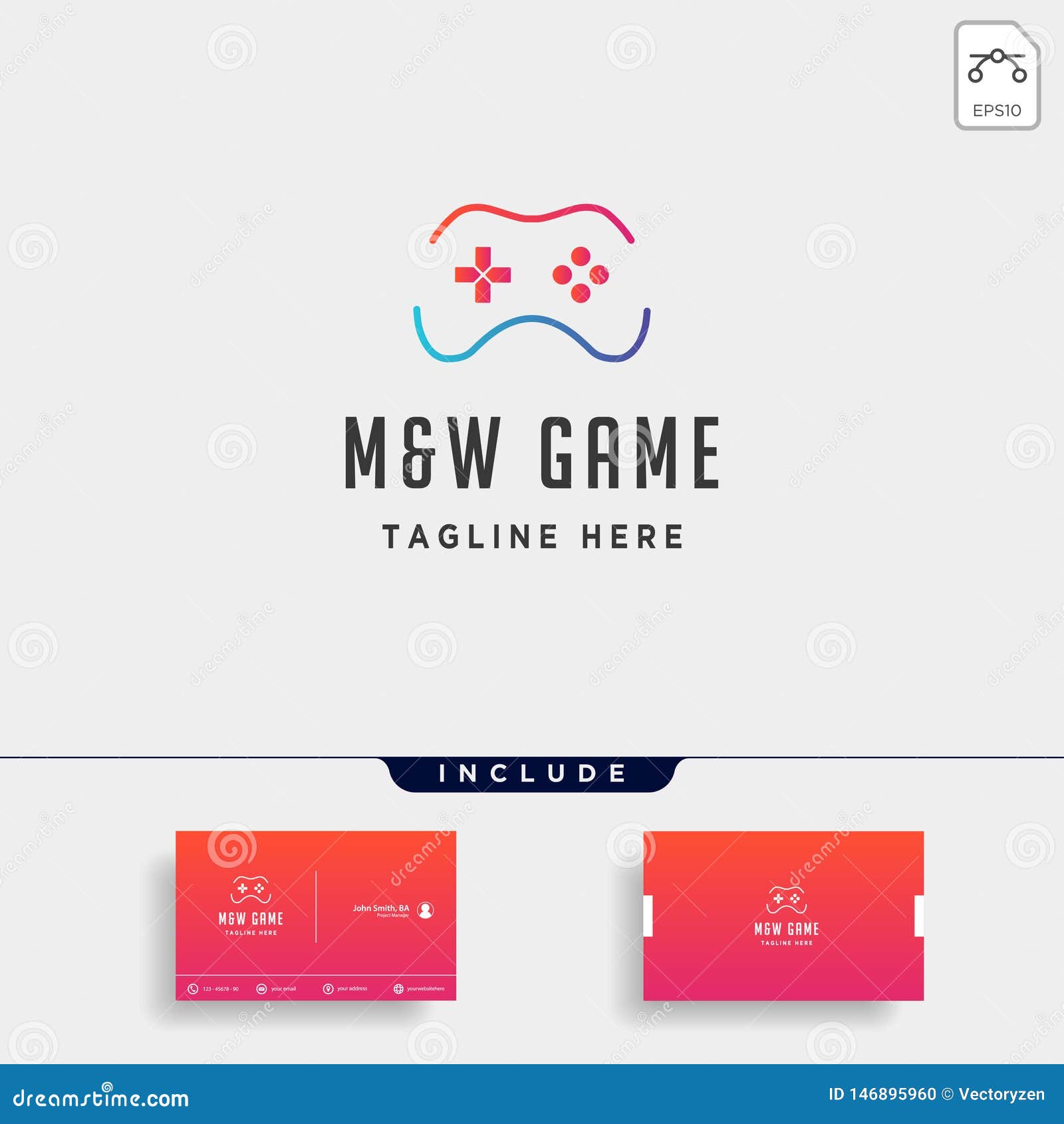 Letter MW Game Logo Design Template Concept Controller Stock Vector ...