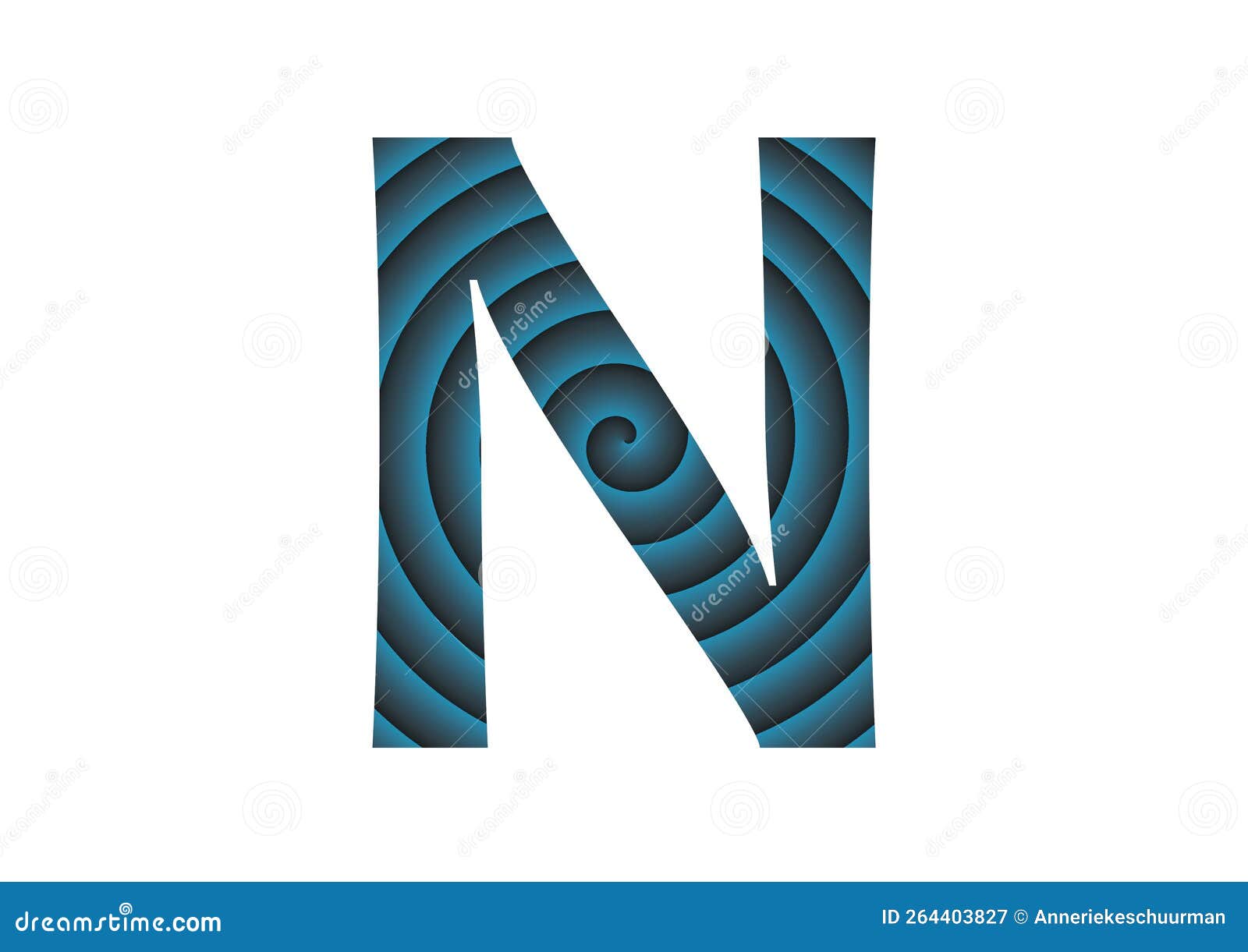 Letter N of the Alphabet Made with Dark and Light Blue Circles Stock ...