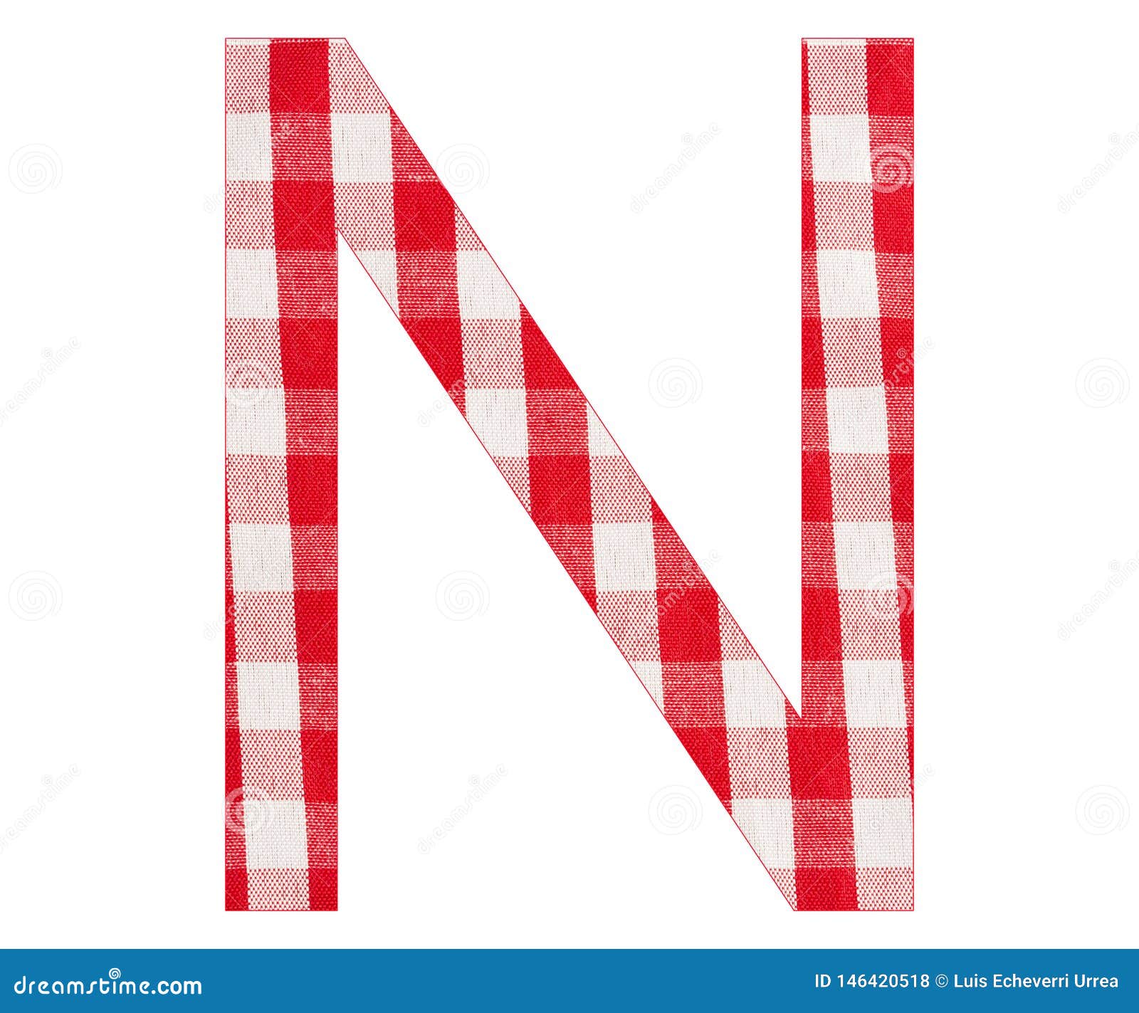 Letter N of the Alphabet - Red Checkered Fabric Tablecloth - White ...