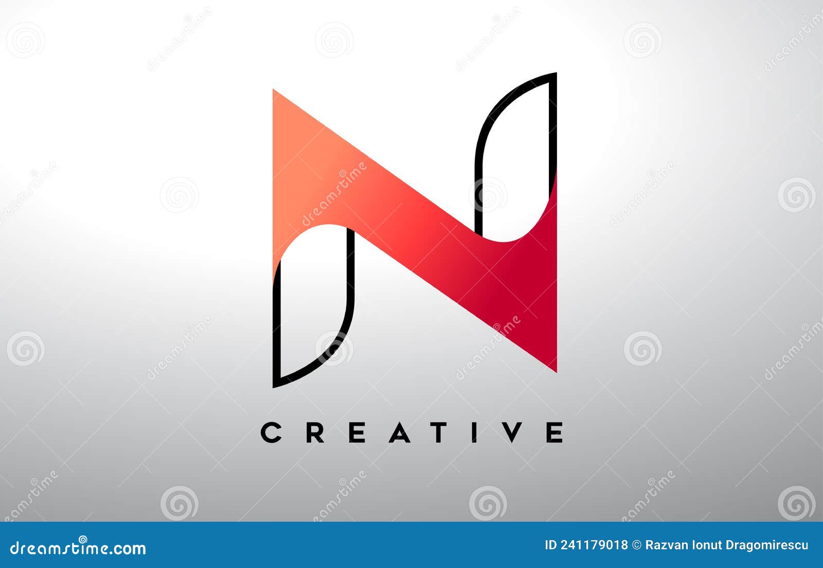 Letter N with Black Outline and Red Gradient Colors. Creative Modern ...