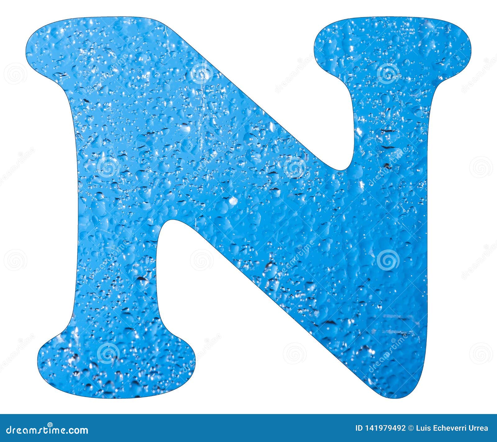 Letter N, Blue Water Drops - White Background Stock Photo - Image of ...