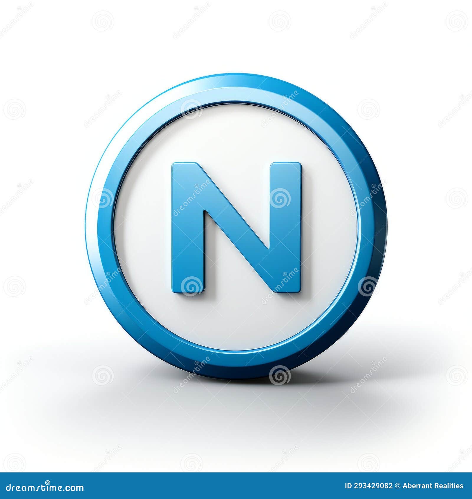 The Letter N in Blue and White on a White Background Stock Illustration ...