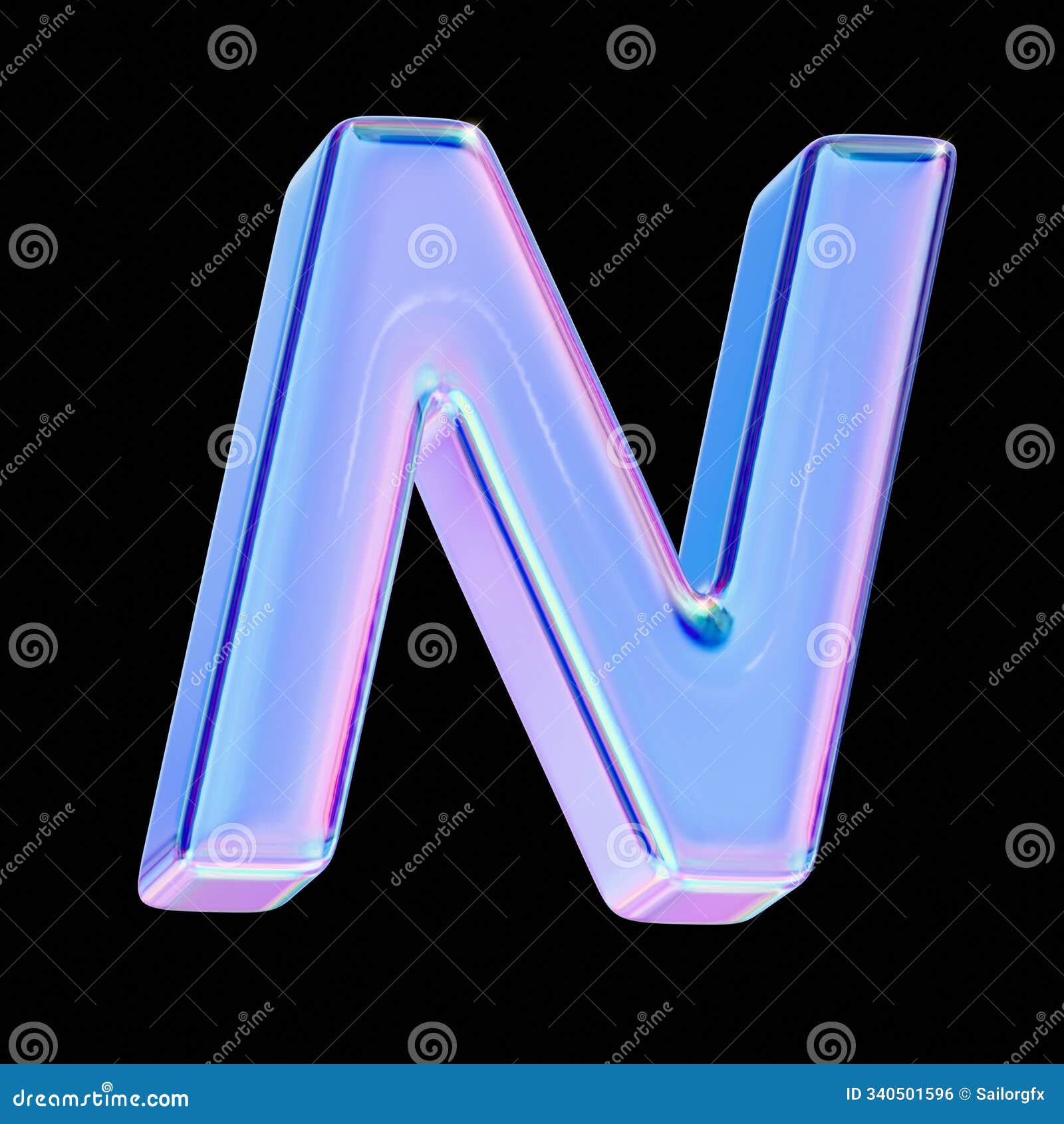 Letter N in Chromatic 3D Style Stock Illustration - Illustration of ...