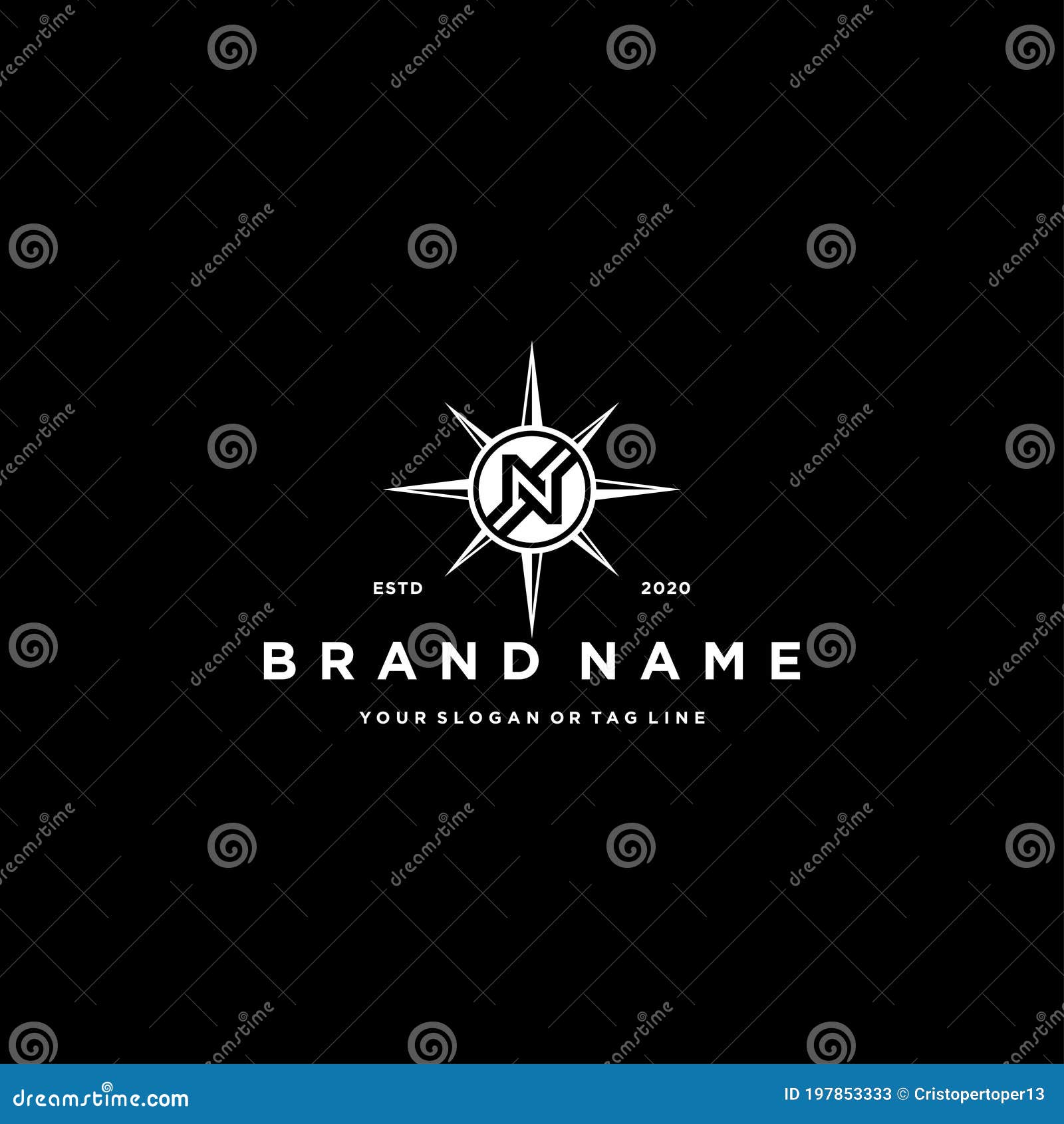 Letter N Compass Logo Design Vector Stock Vector - Illustration of ...
