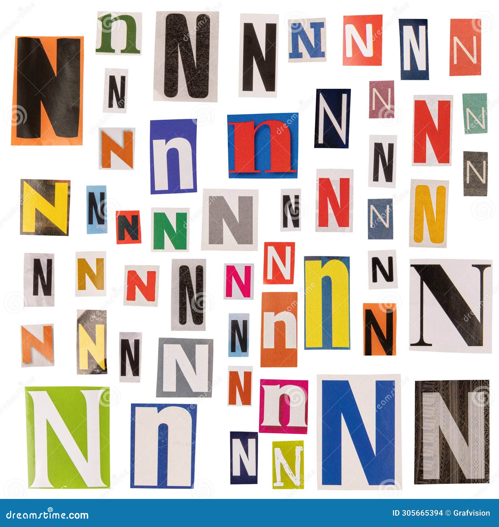 Letter N Cut Out from Newspapers Stock Photo - Image of element, note ...