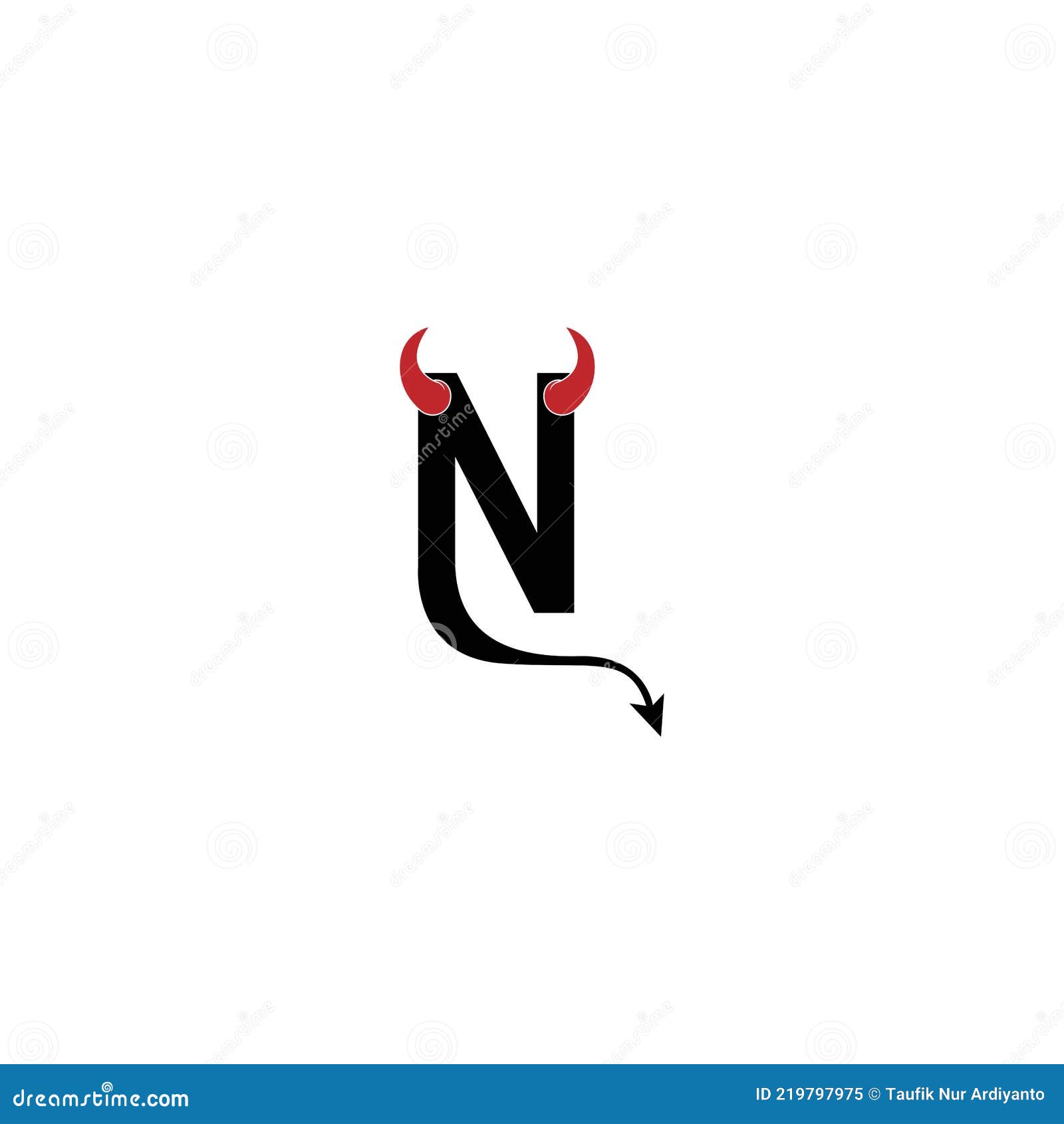 Letter N with Devil`s Horns and Tail Icon Logo Design Vector Stock ...