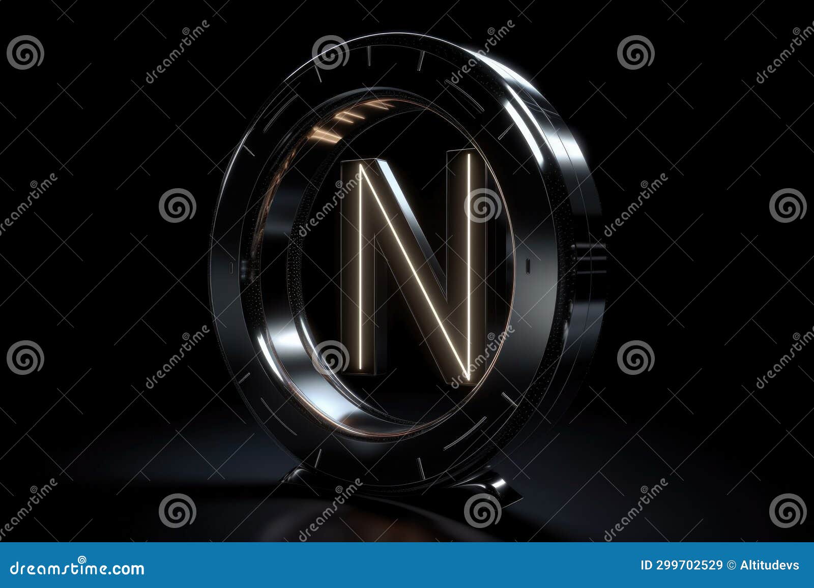 Letter N, Futuristic Style, on Black Background Stock Image - Image of ...