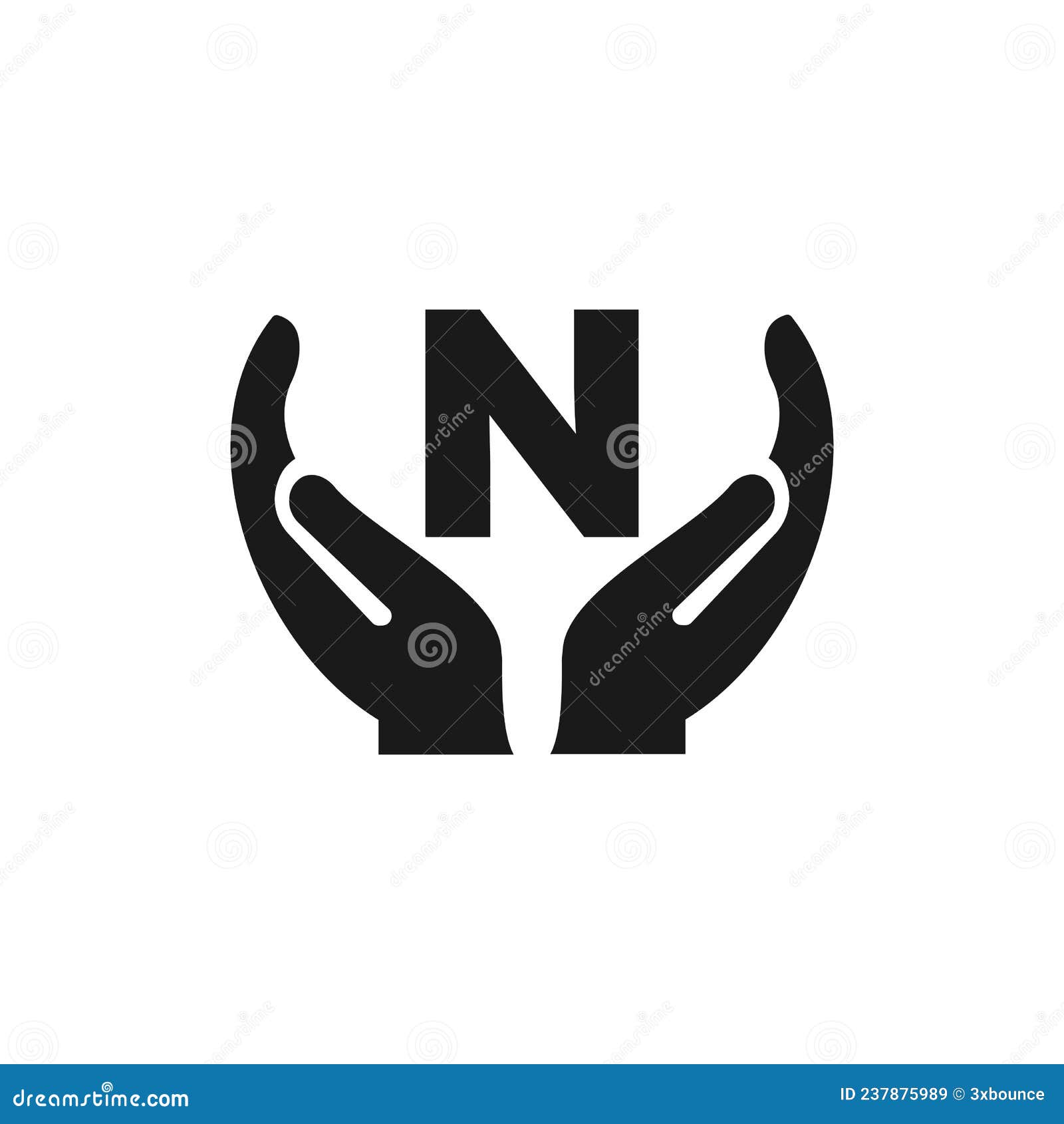 Letter N Giving Hand Logo Design. Hand Logo Design on Letter N Vector ...