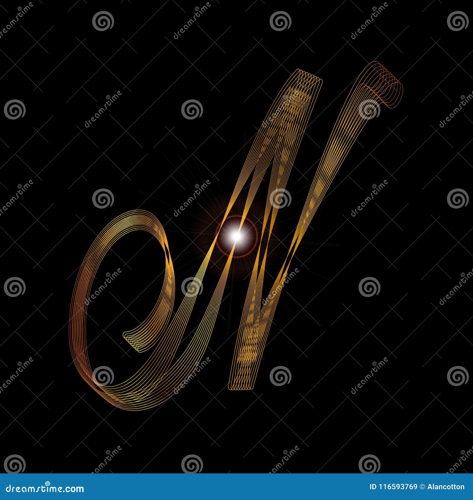 Letter N in Gold Fine Thread Stock Vector - Illustration of alphabet ...