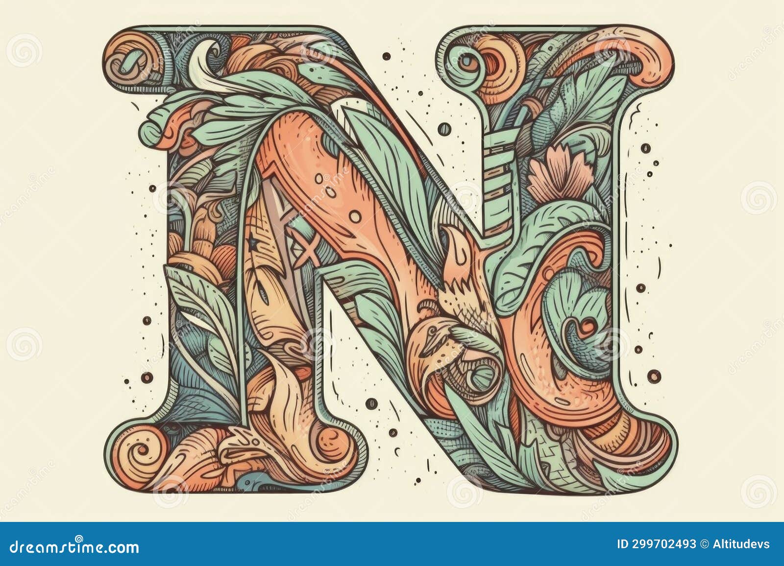 Letter N, Hand-drawn Doodle Style, on White Background Stock Image ...