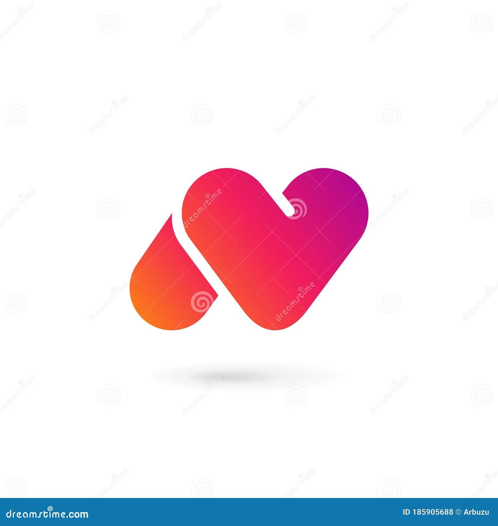 Letter N Heart Logo Icon Design Template Elements Stock Vector ...