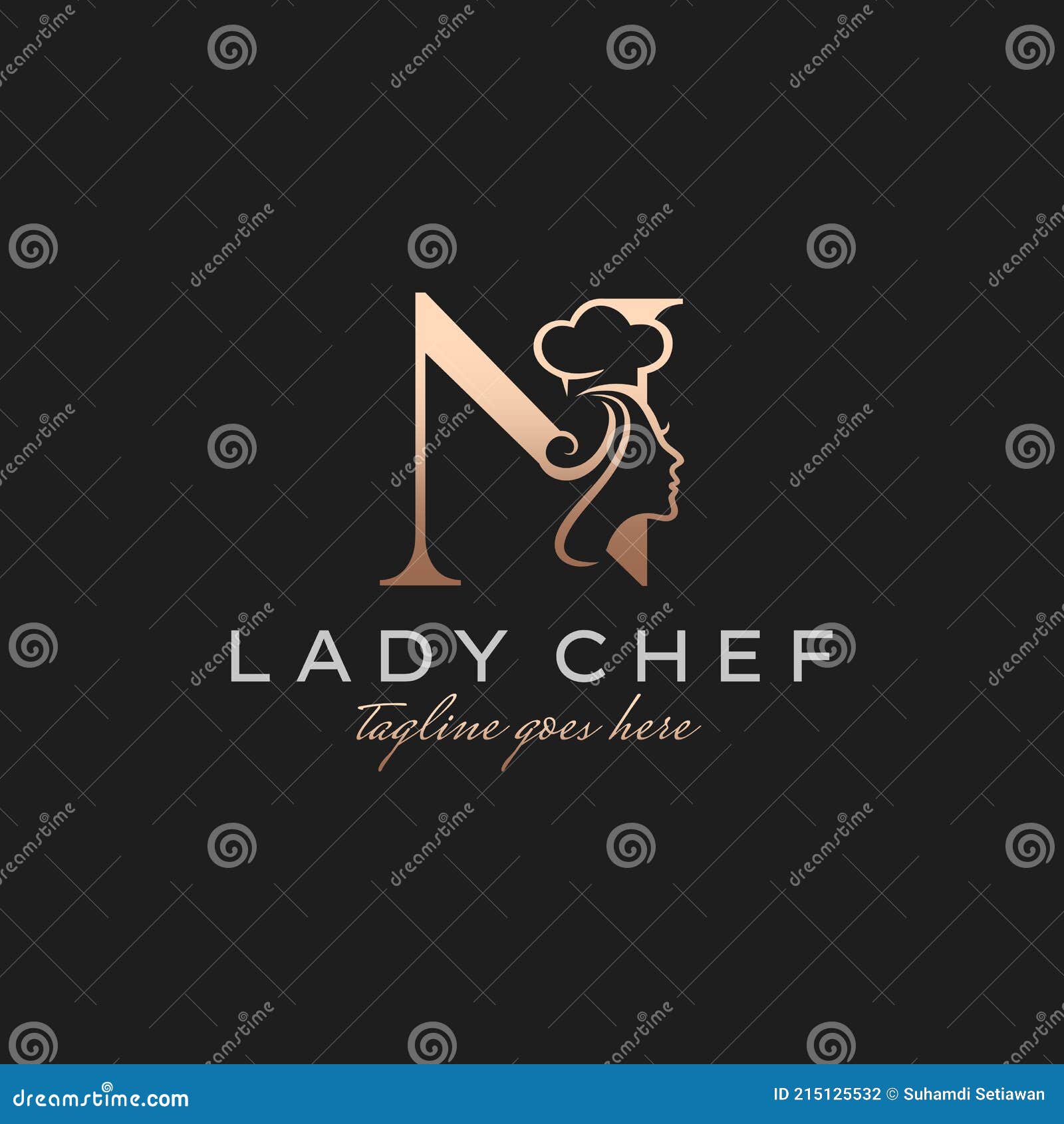 Letter N Lady Chef, Initial Beauty Cook Logo Design Vector Stock Vector ...