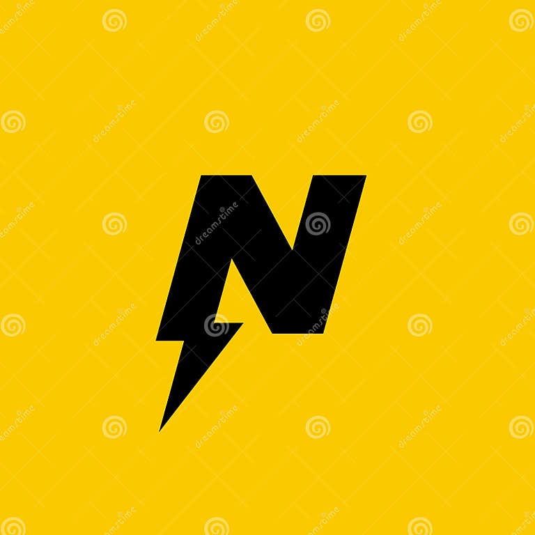 Letter N Lightning Logo Icon Design Template Elements Stock Vector ...