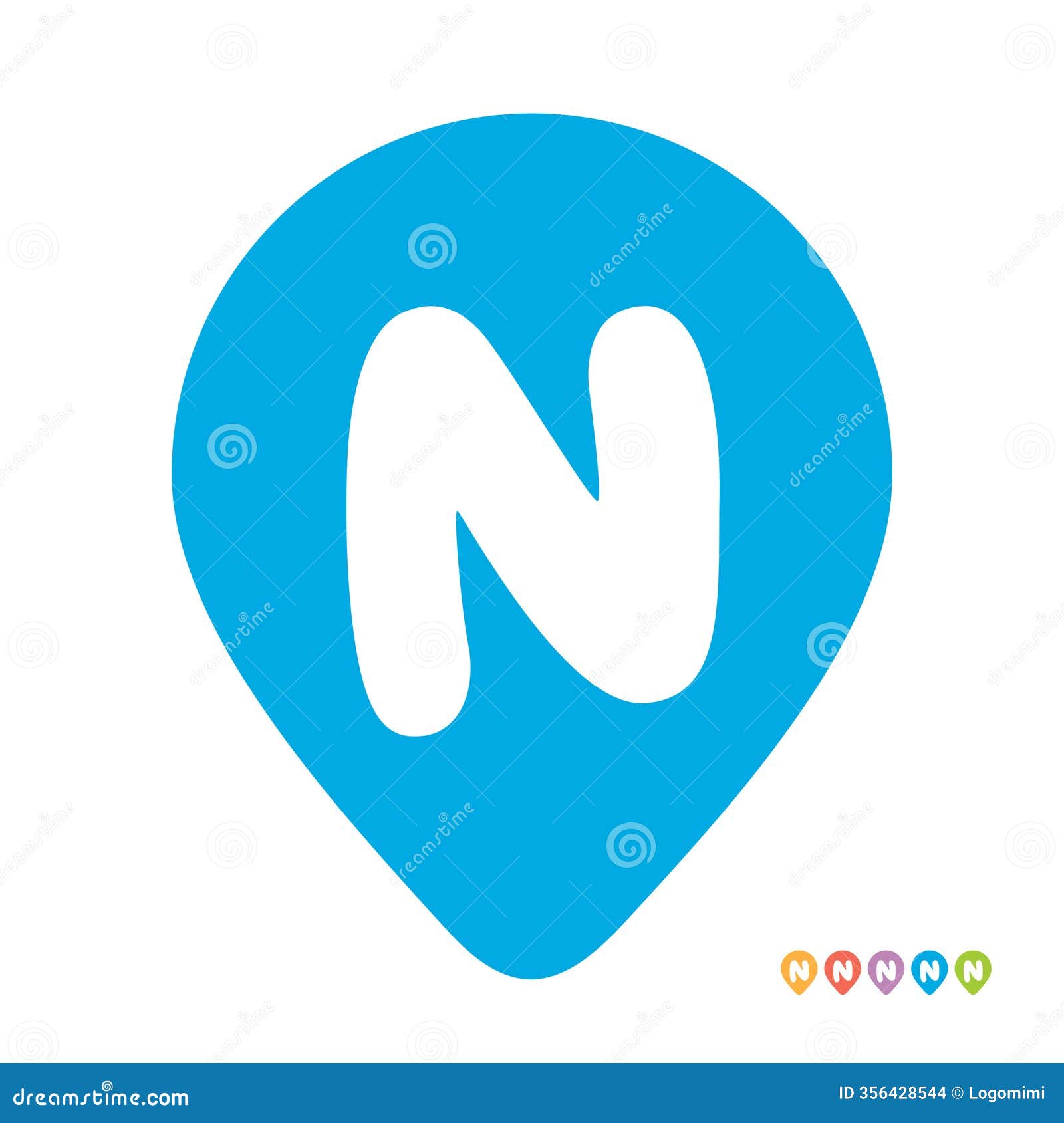 Letter N Location Map Pin Icon, Initial N Gps Pointer Symbol Vector ...
